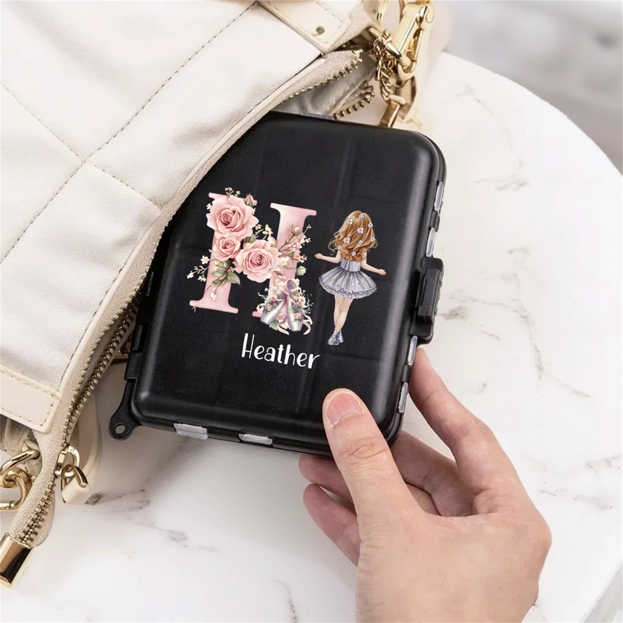 Personalised Flower Ballet Girl Initial Hair Clip Storage Box with Name ...