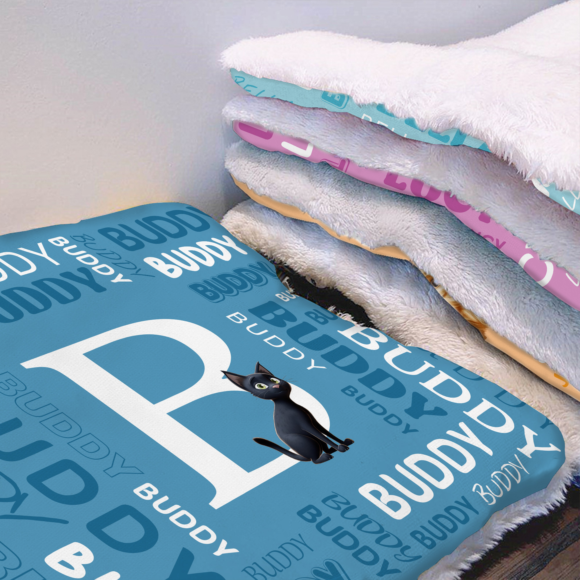 Personalised Multicolor 3D Cartoon Dog Cat Soft Pet Mat with Name Pet ...