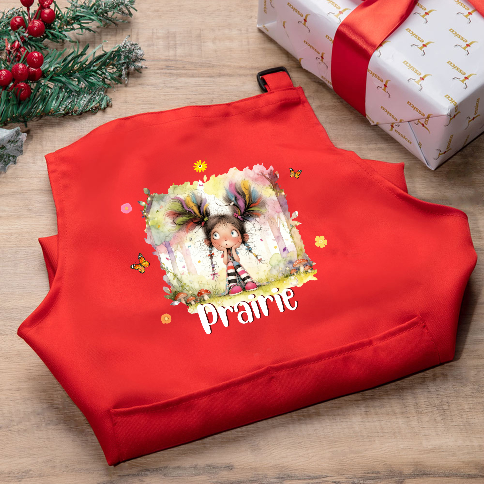 Personalized Multicolor Cute Cartoon Quirky Girl Kid Apron Chef Hat Set ...
