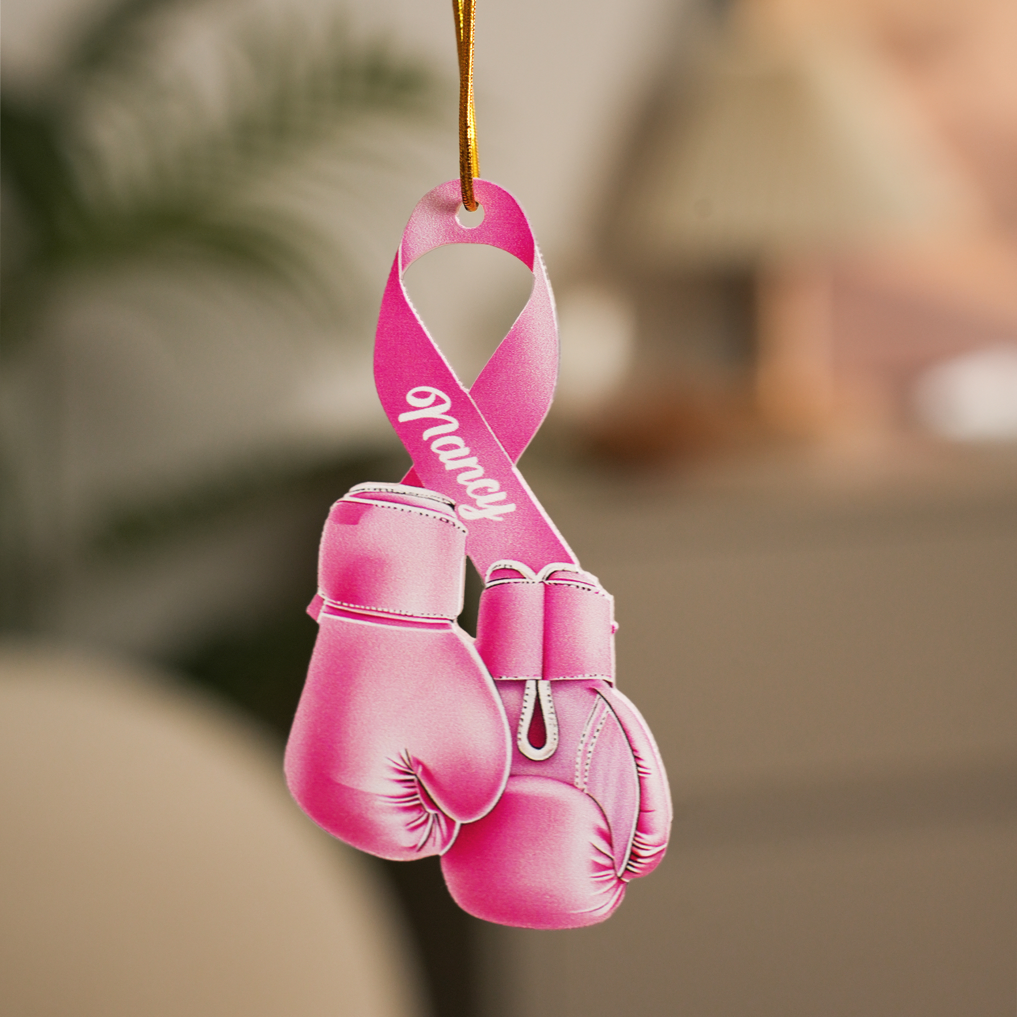 Personalised Pink Ribbon Boxing Gloves Design Beating Breast Cancer ...
