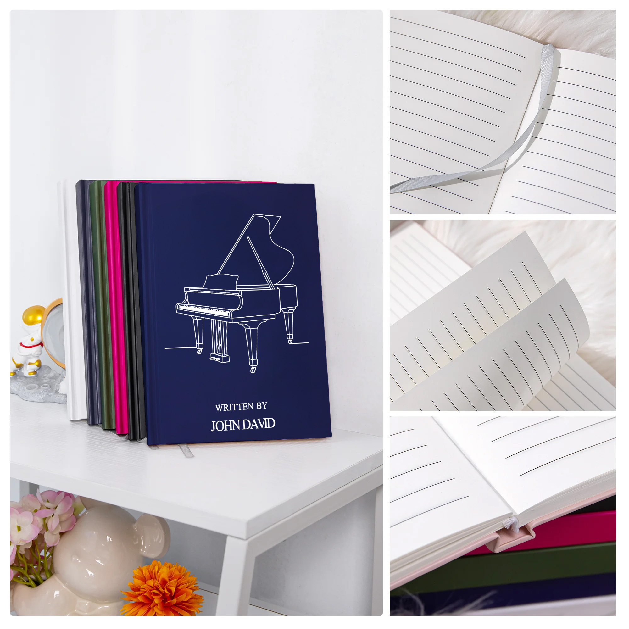 Personalised Line Art Musical Instrument Design Songwriting Journal ...