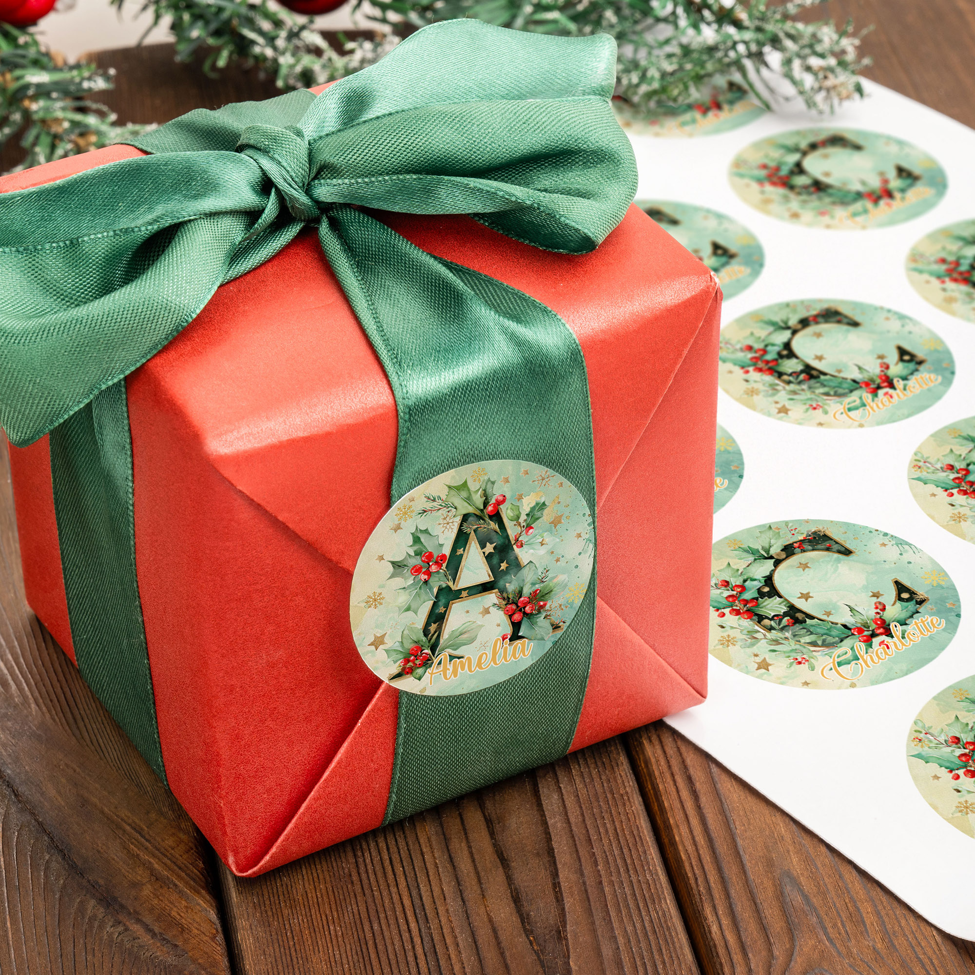 Personnalisé Holly Initial Waterproof Stickers Etiquettes avec Nom ...