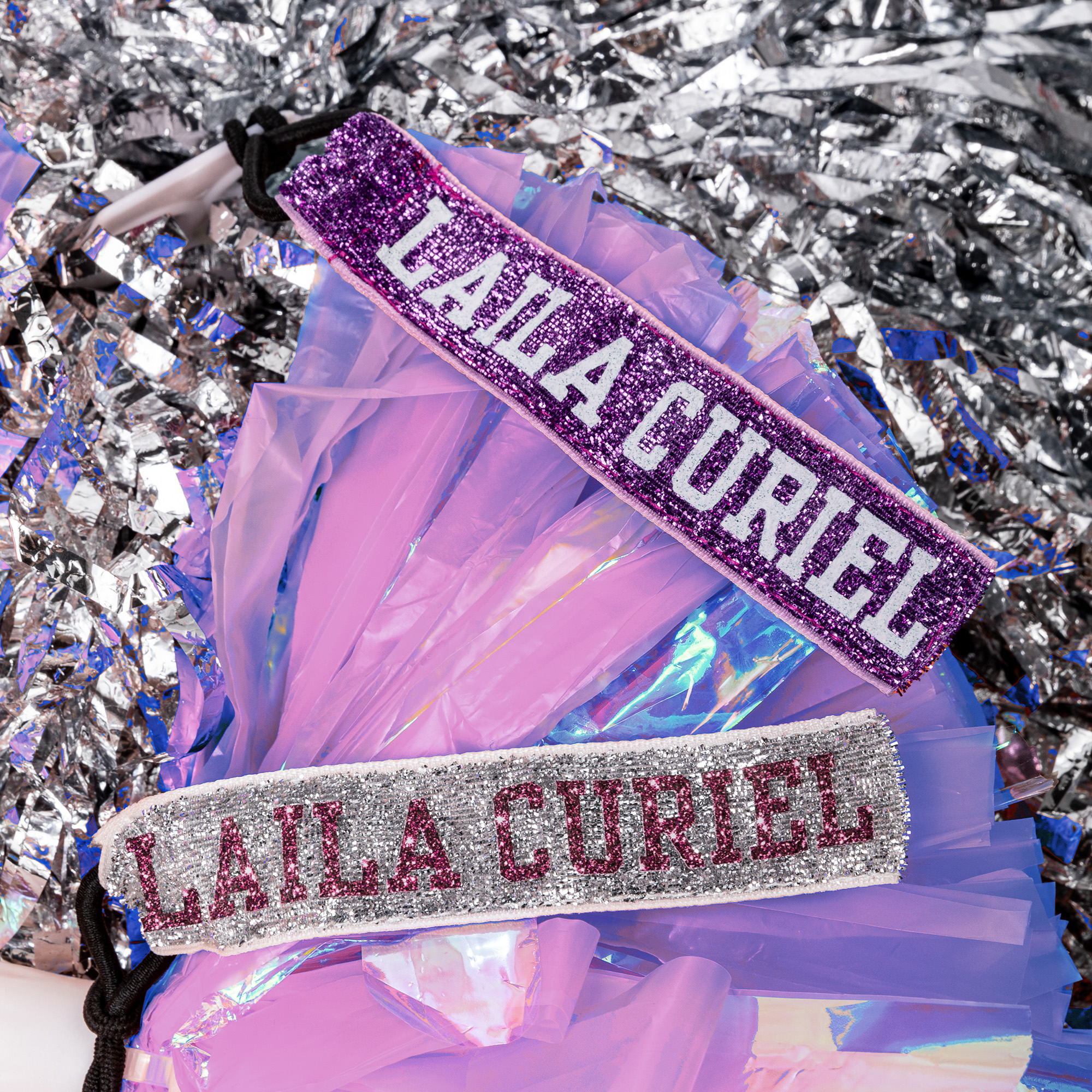 Personalised Cheer Pom Pom Tags Set of 2 with Glitter Name Daily ...