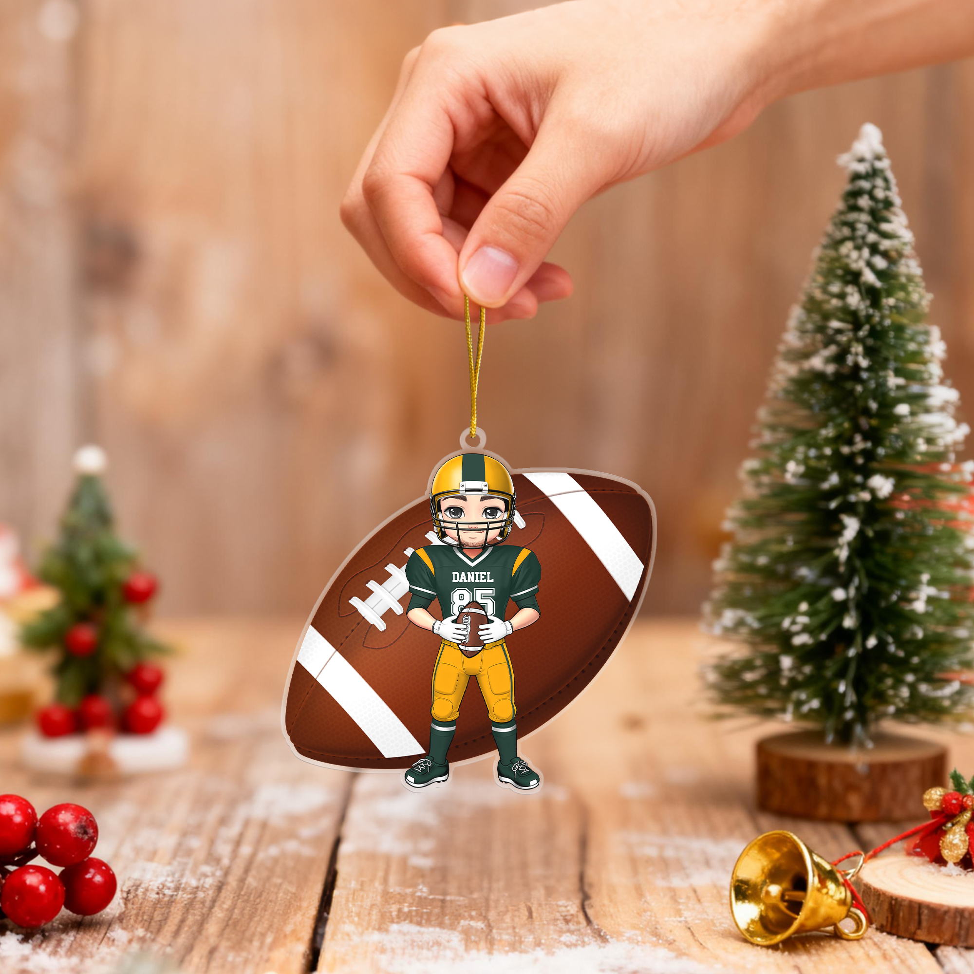 Personalised Cartoon Character American Football Acrylic Ornament with ...