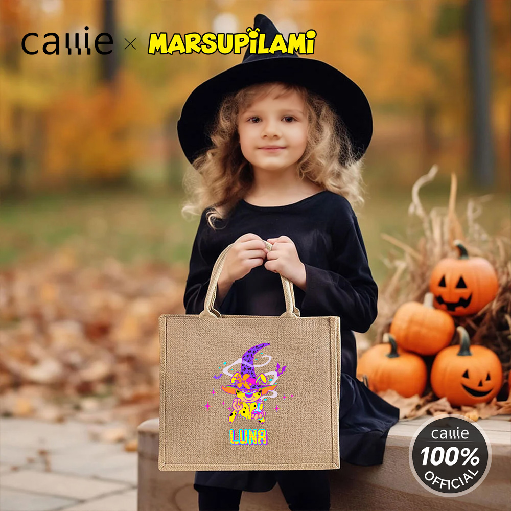 Personalised Cartoon Long Tailed Marsupilami Jute Tote Bag with Name ...