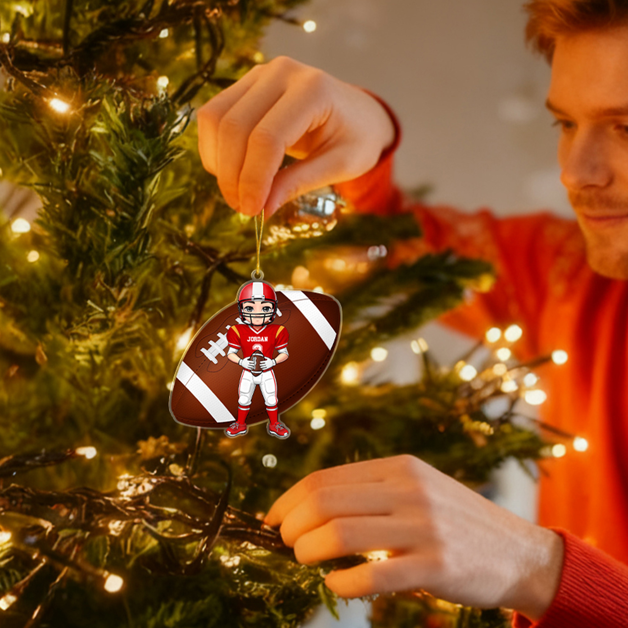 Personalised Cartoon Character American Football Acrylic Ornament with ...