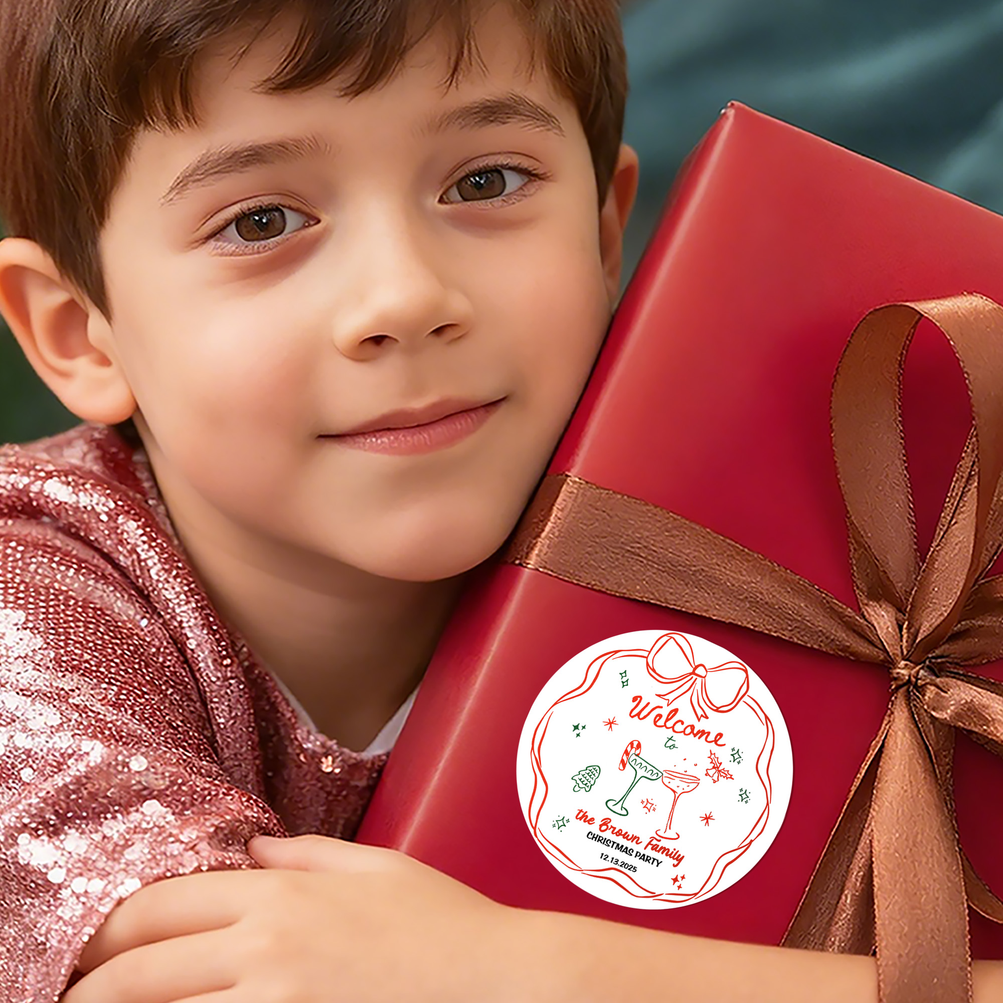 Personalized Hand-Painted Style Christmas Theme Stickers Labels with ...