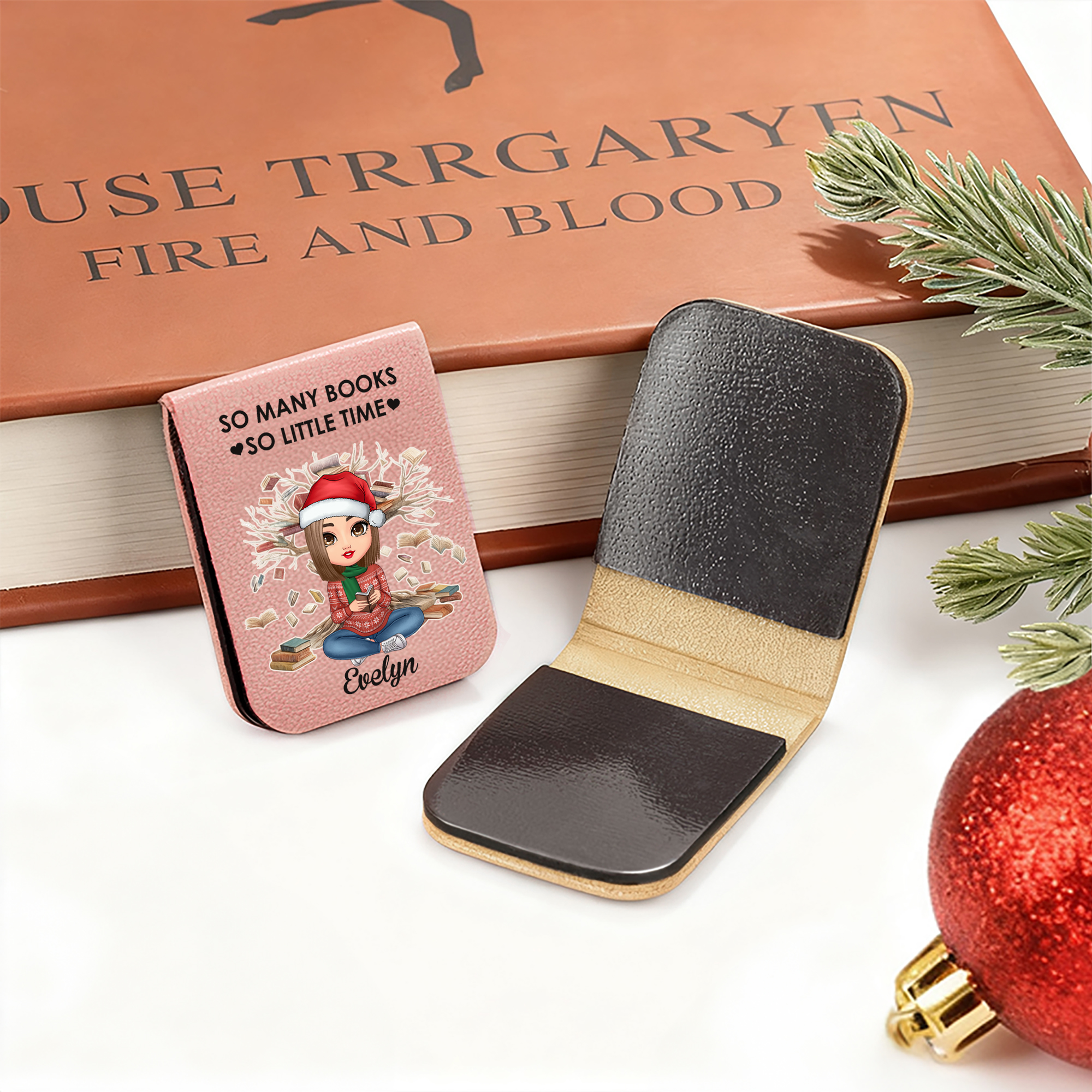 Personalized Cartoon Reading Character PU Leather Magnetic Bookmark ...