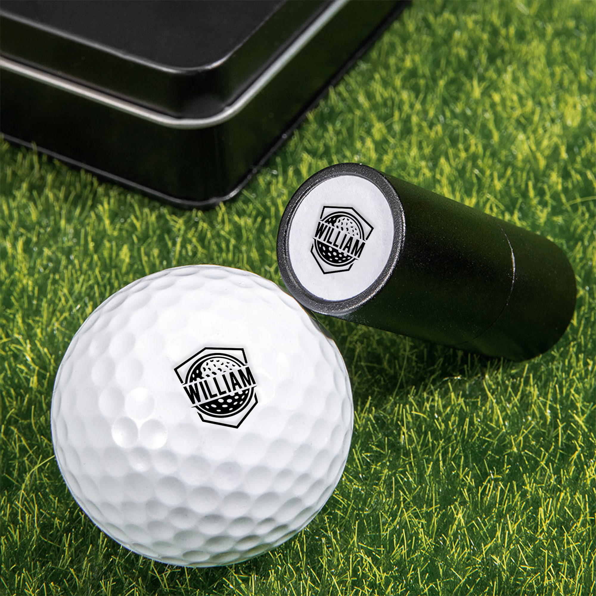 Personalized Funny Monogram Golf Ball Stamp with Metal Storage Box and ...