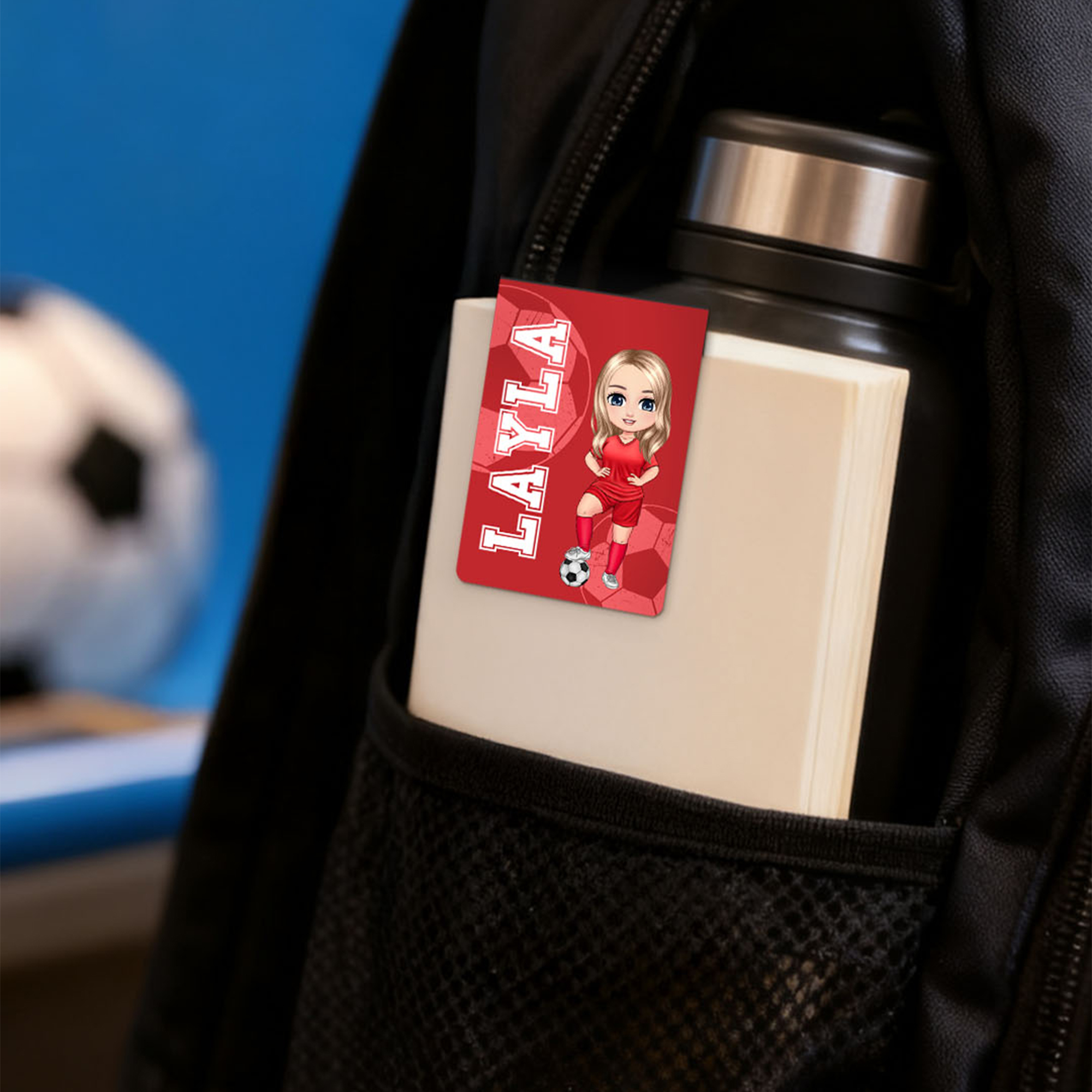 Personalized Soccer Cartoon Character Magnetic Bookmark Clip with Name ...