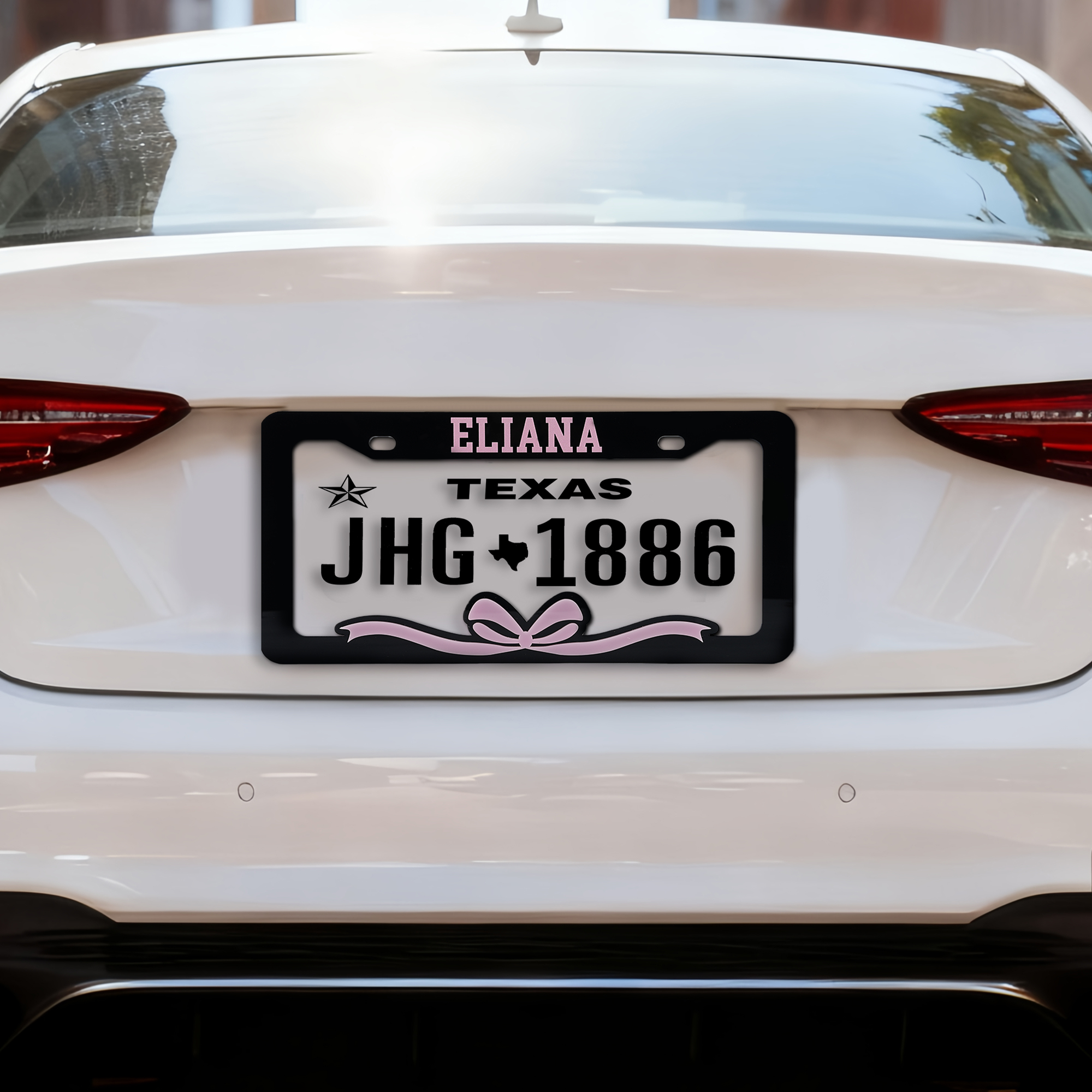 Personalized Pink Bow License Plate Frame with Text Christmas Birthday ...