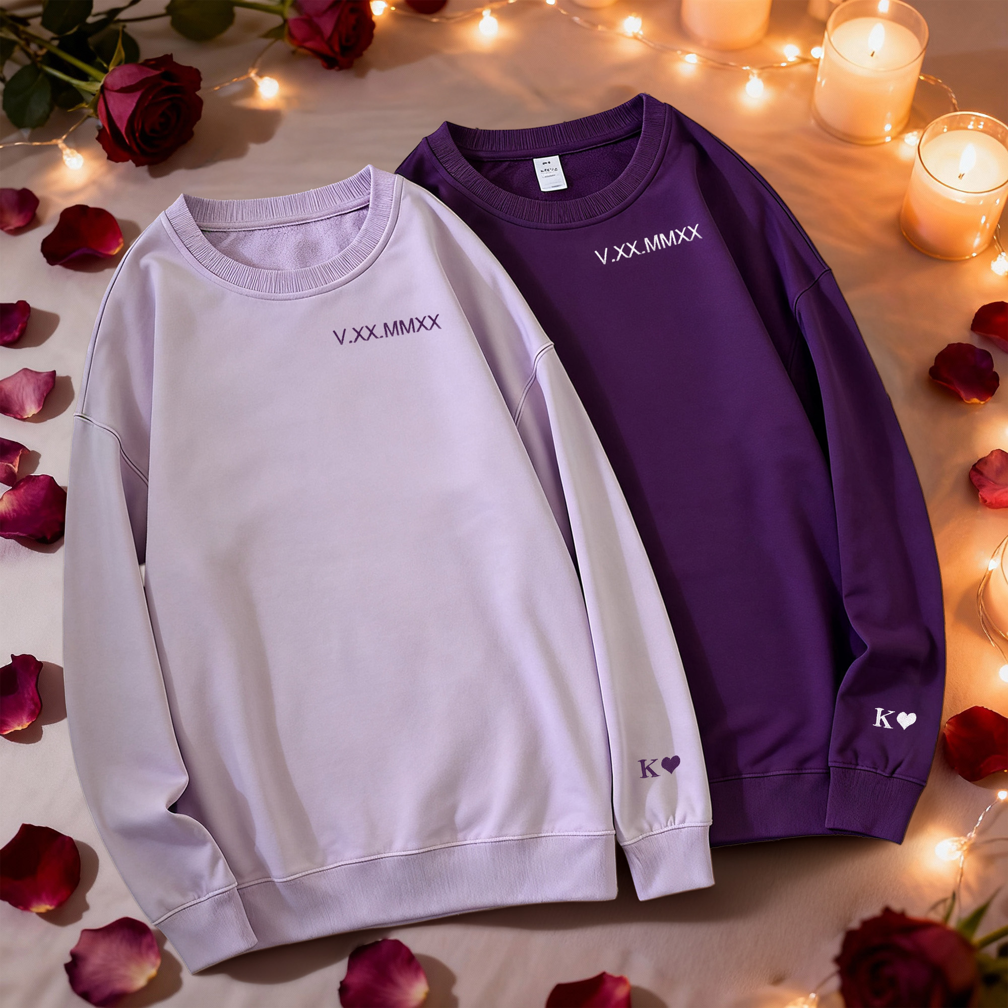 Personligt broderade initialer Sweatshirt Hoodie med romerska siffror ...
