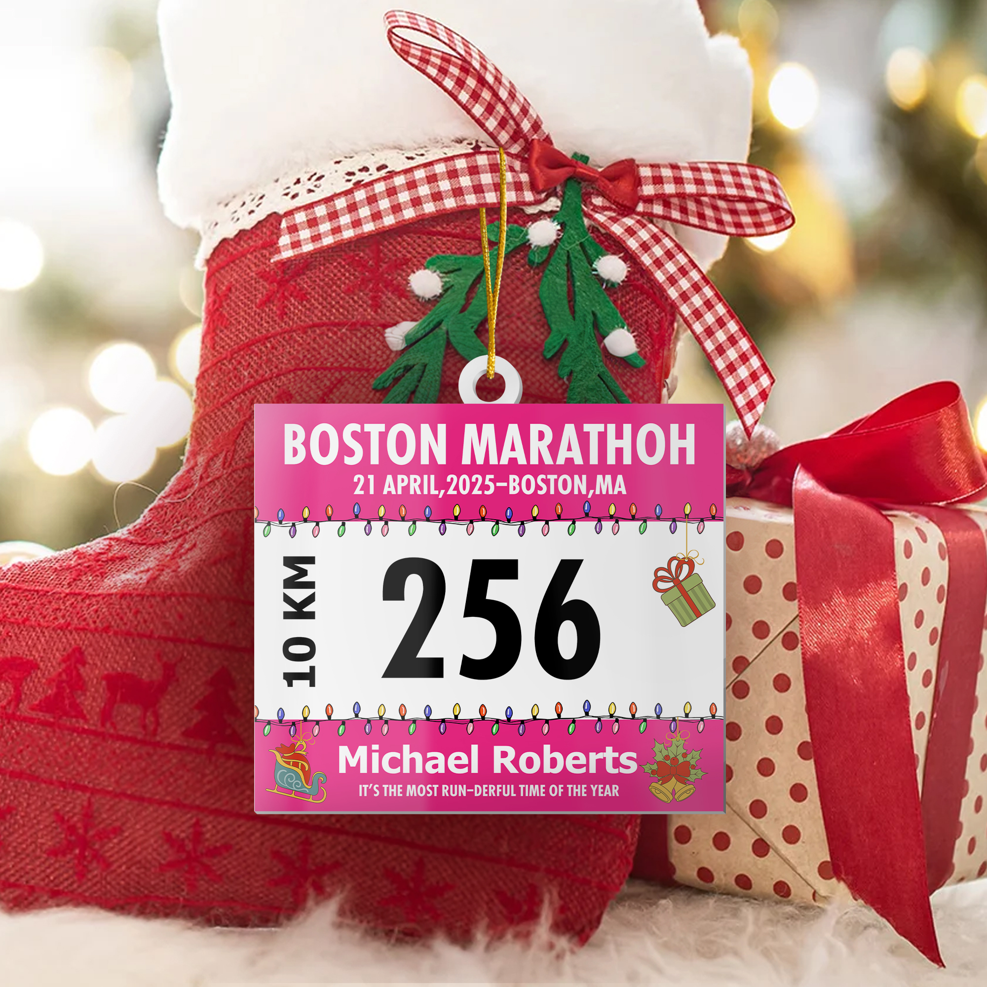 Personalised Race Bib Design Acrylic Hanging Ornament with Name and ...