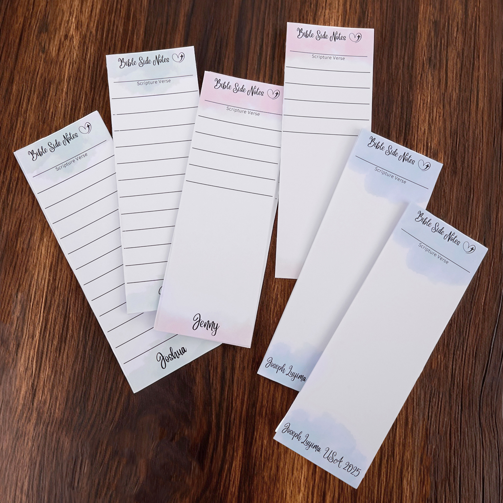 Personalised Watercolour Lines Bible Side Notes Notepad with Text Set ...