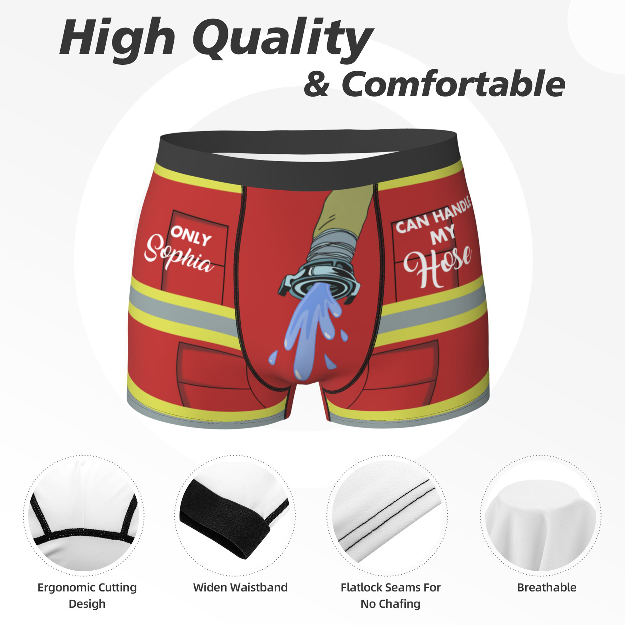 Personalised Fun Firefighter Design Men's Boxer Brief Underwear with ...