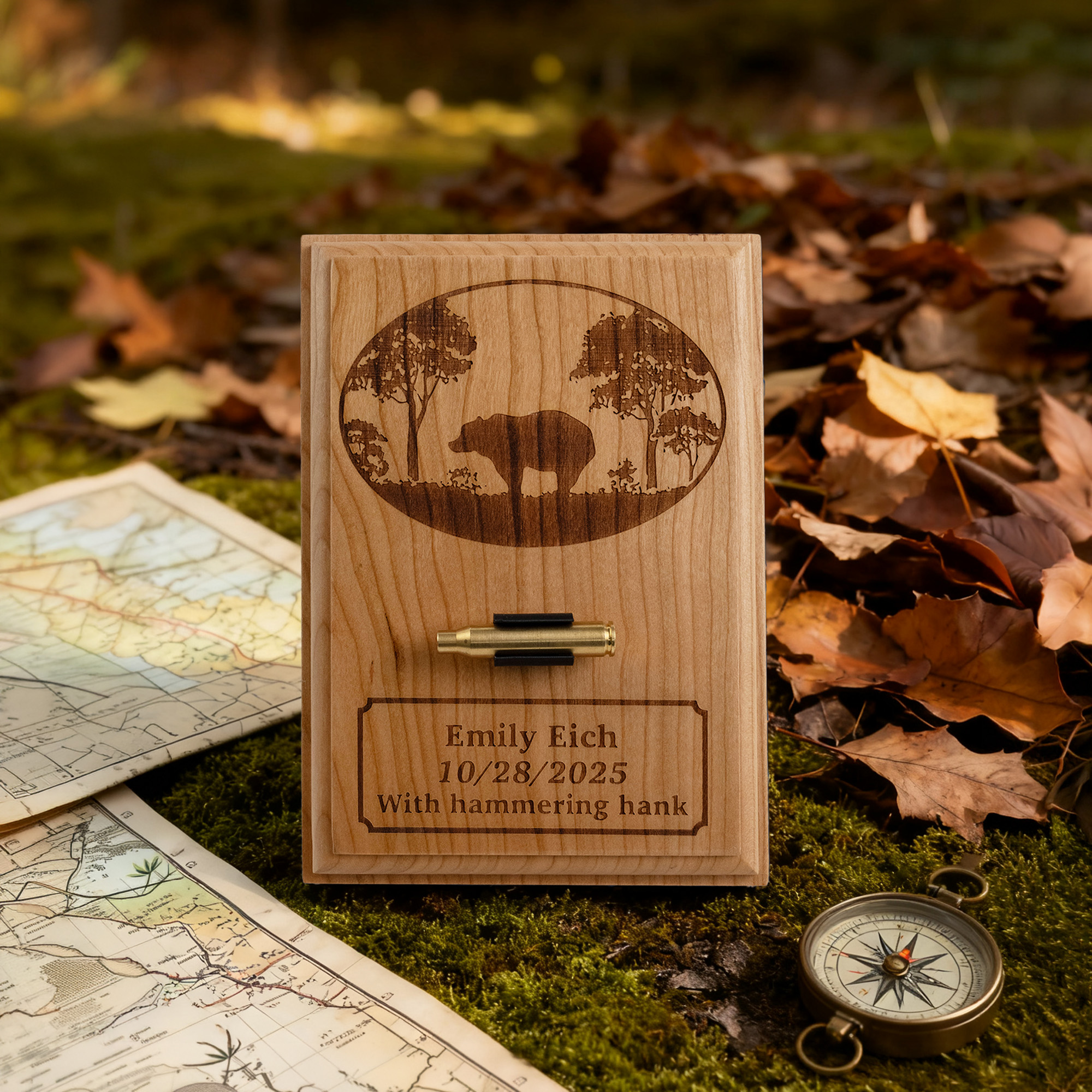 Personalisierte Doe Elk Holz Jagd Plaque mit Namen Datum und Shell ...