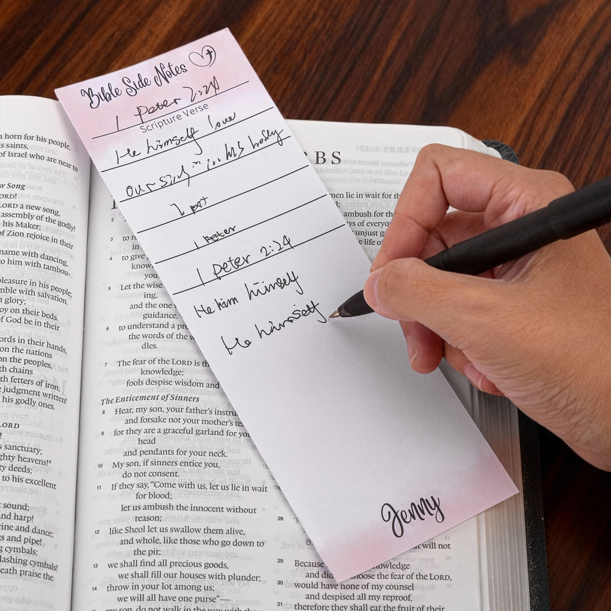 Personalised Watercolour Lines Bible Side Notes Notepad with Text Set ...