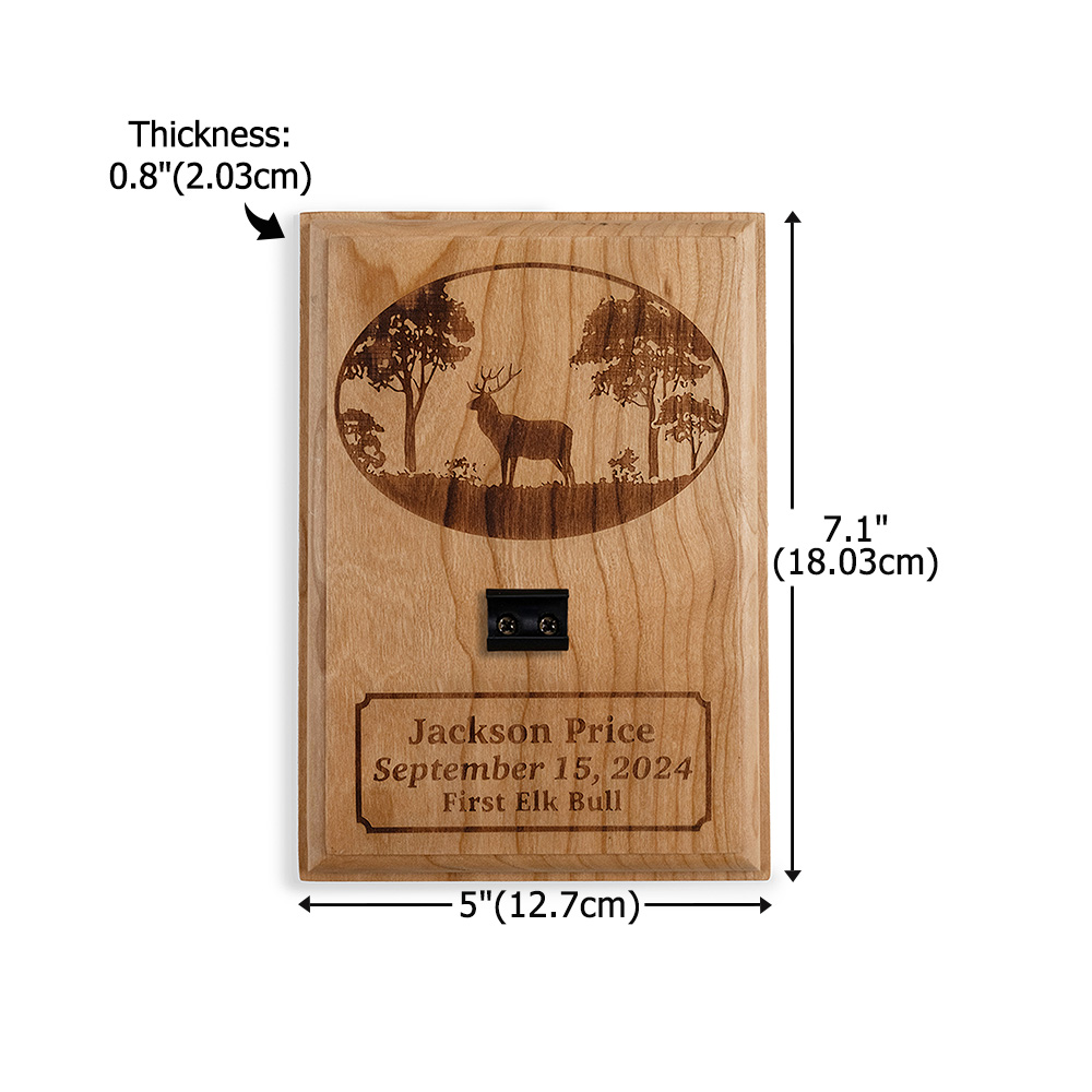 Personalised Doe Elk Wood Hunting Plaque with Name Date and Shell ...