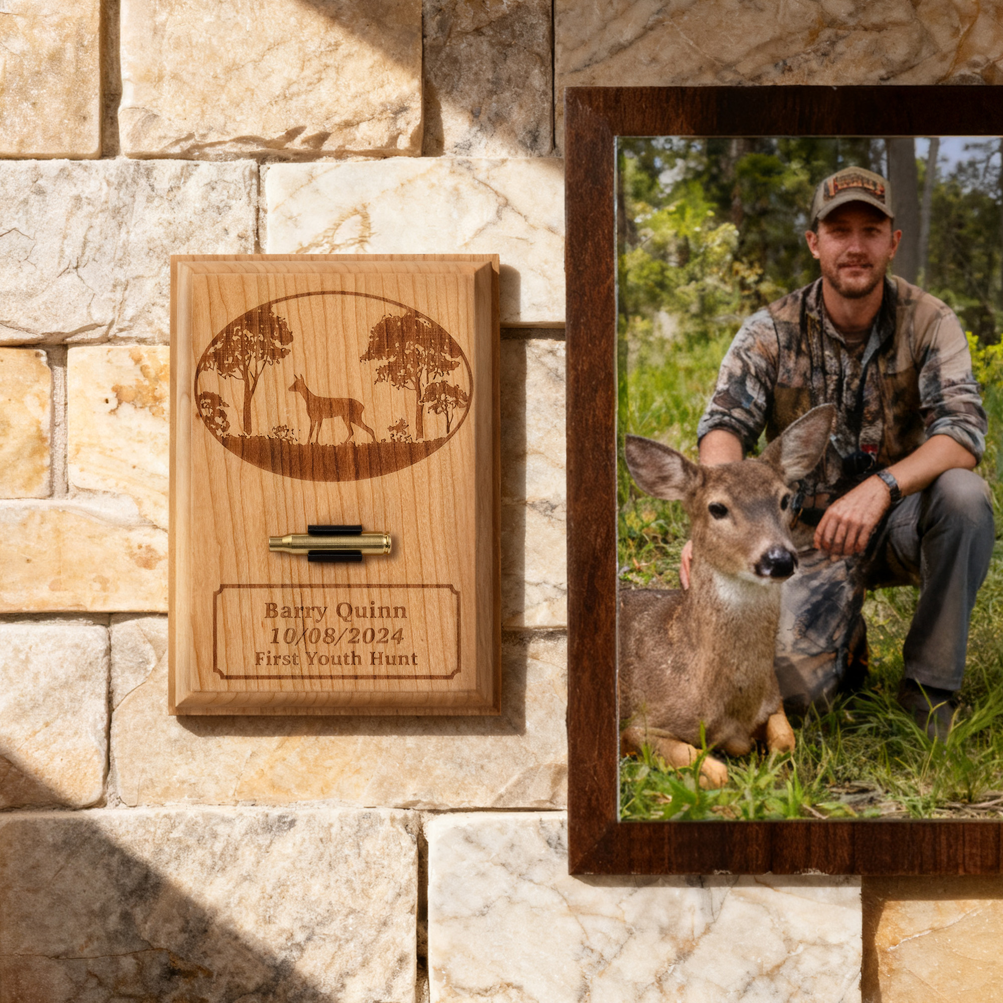 Personalized Doe Elk Wood Hunting Plaque with Name Date and Shell ...