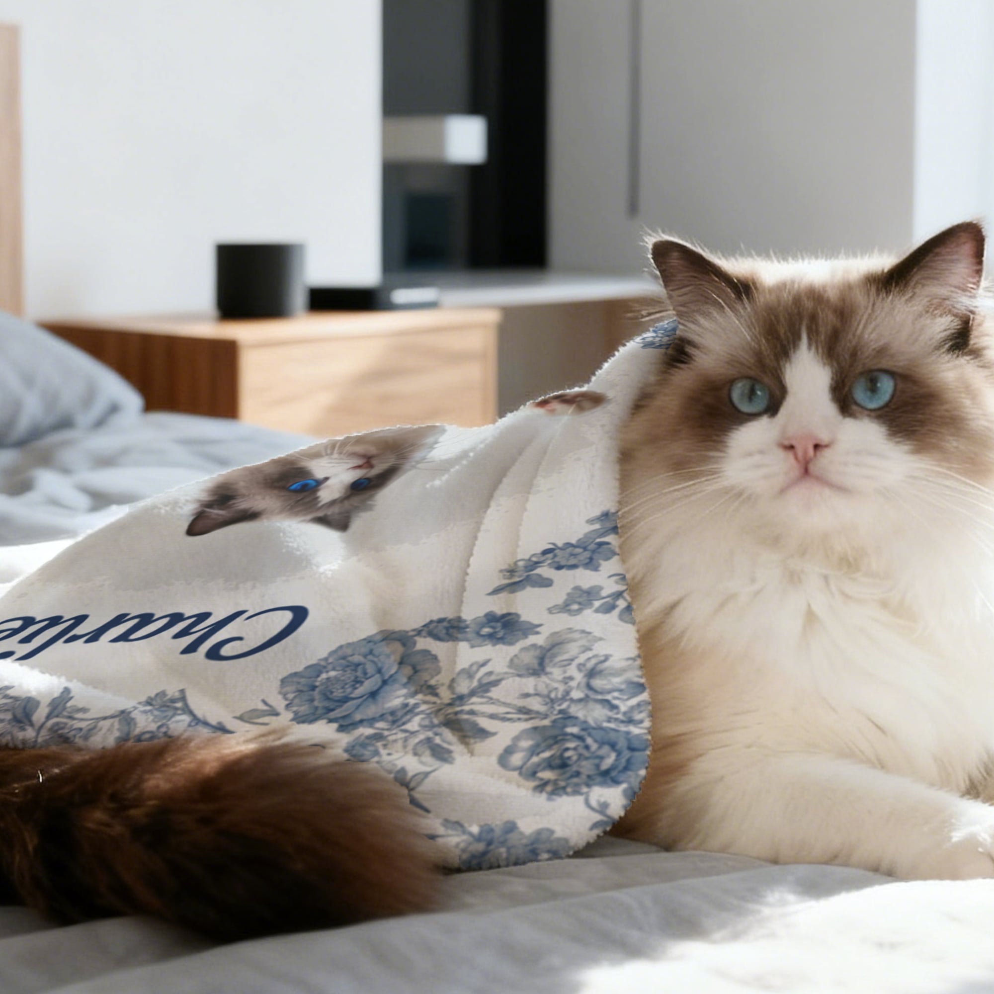 Coperta personalizzata con foto dell'animale domestico Toile De Jouy ...