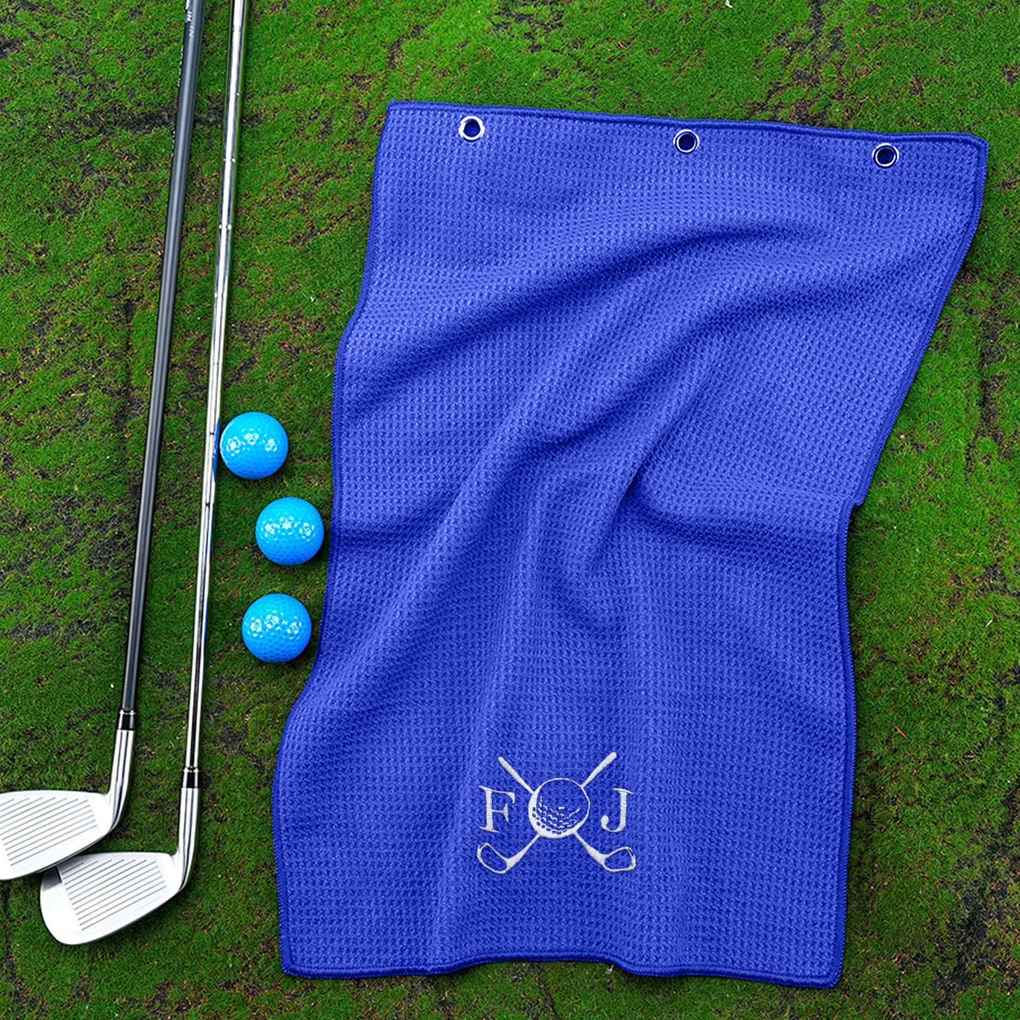 Personalized Embroidered Classic Golf Elements Absorbent Waffle Golf ...
