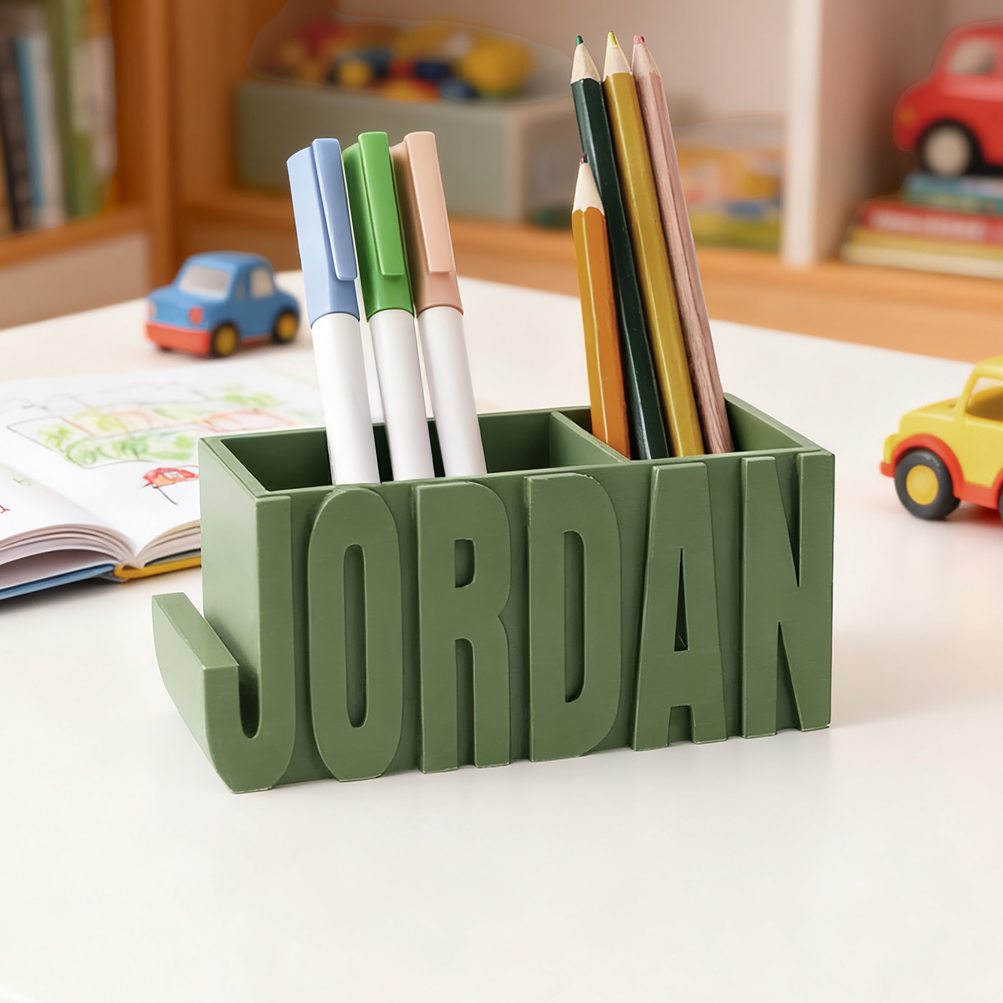 Personalised 3D-Printed Pen Holder with Name and 2 Compartments Back to ...