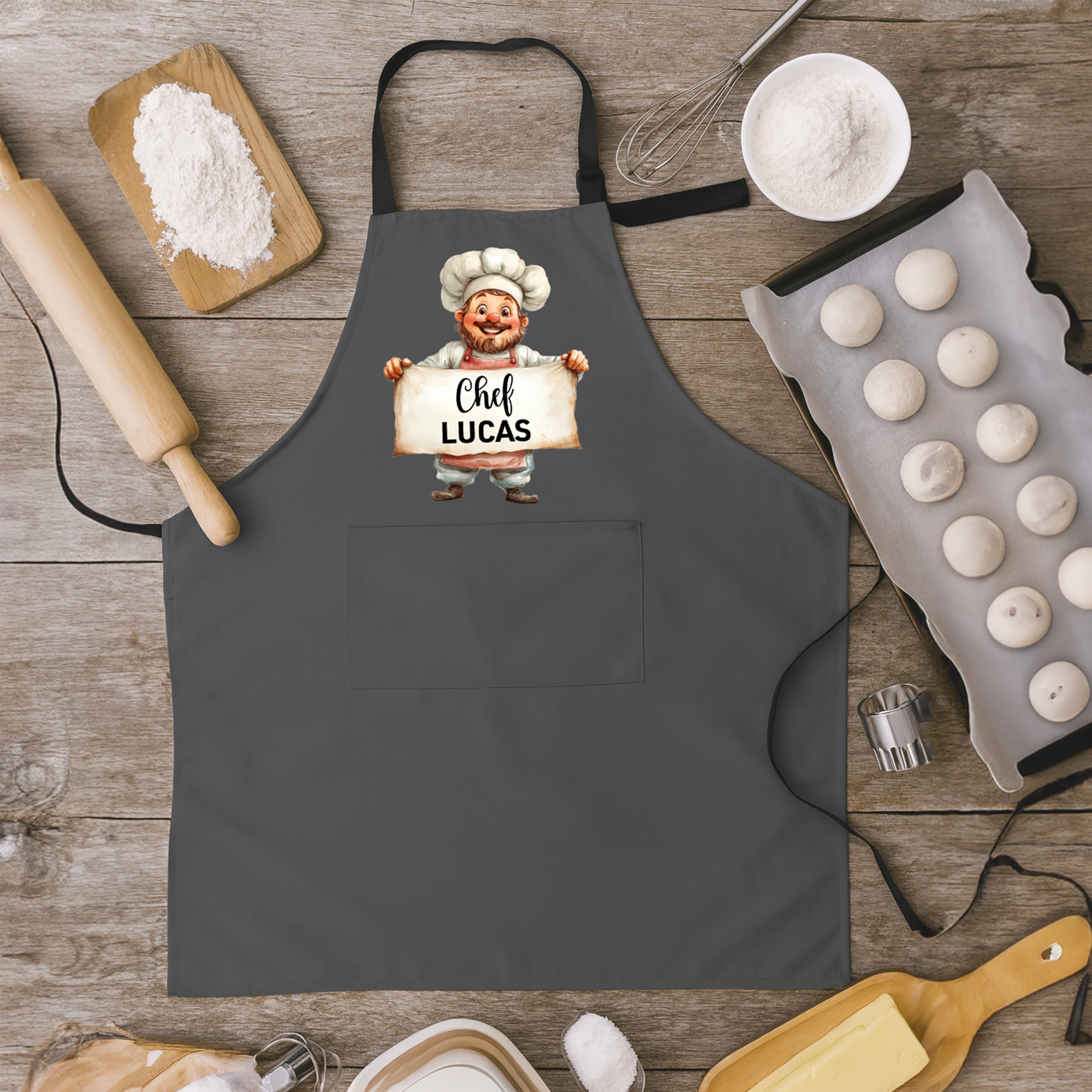Personalized Cartoon Chef Character Adjustable Apron with Name and ...