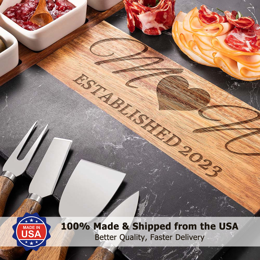 Personalised Engraved Initials Acacia Marble 11 Pcs Chopping Board ...