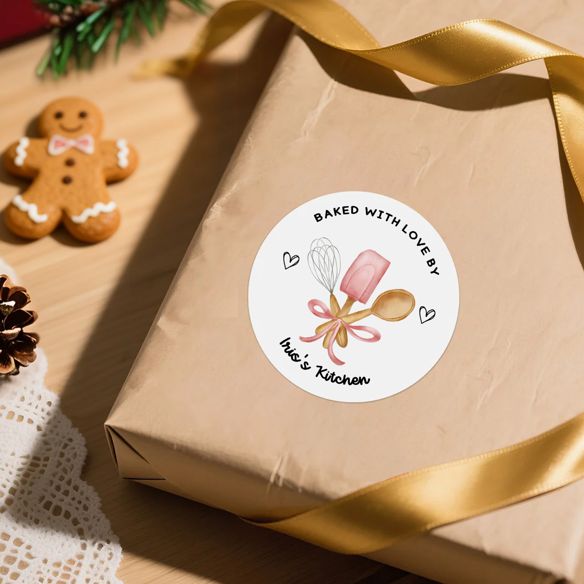 Personalized Baked with Love Self-Adhesive Waterproof Stickers with ...