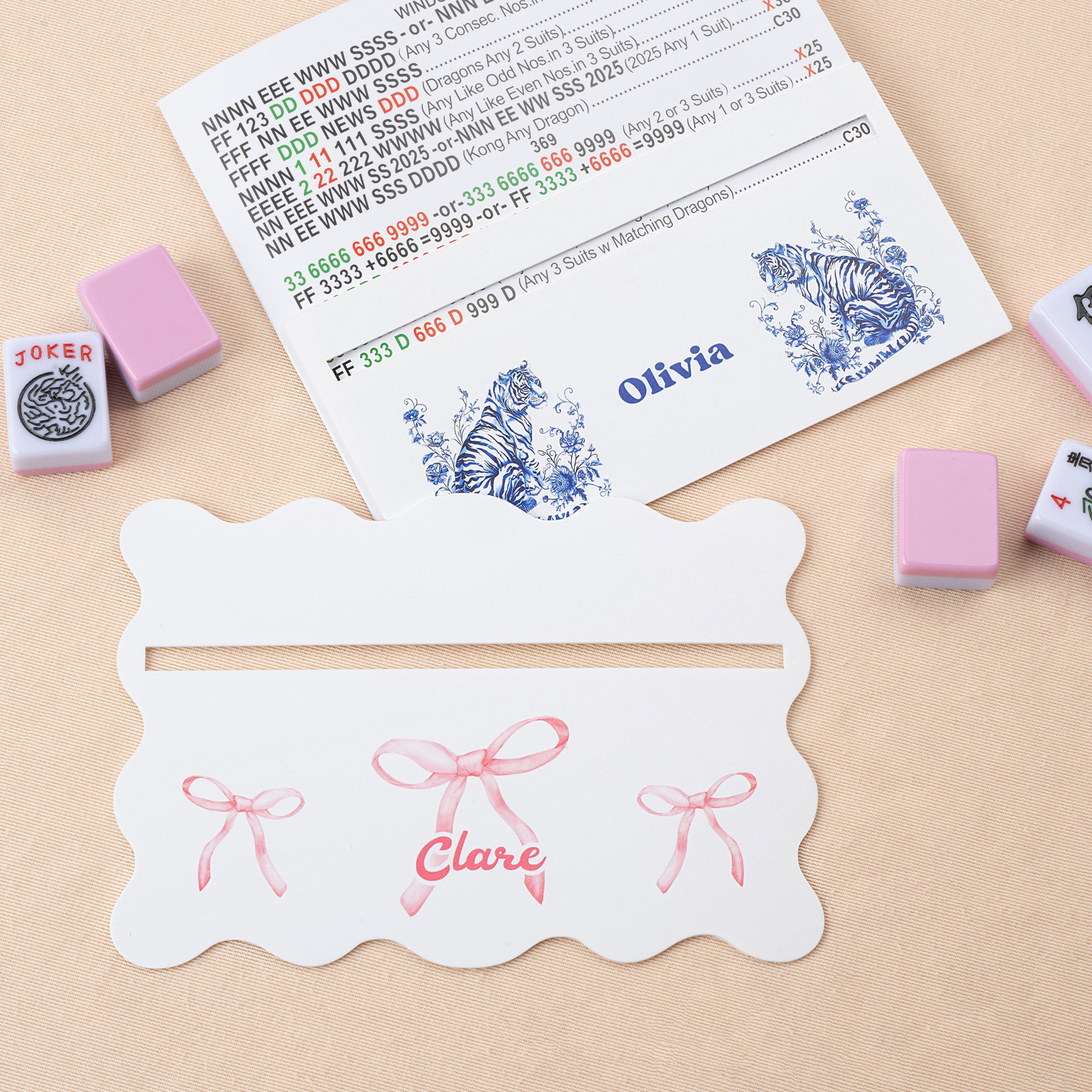 Personalised Chinoiserie Acrylic Mahjong Line Reader and Tile Mixer Set ...