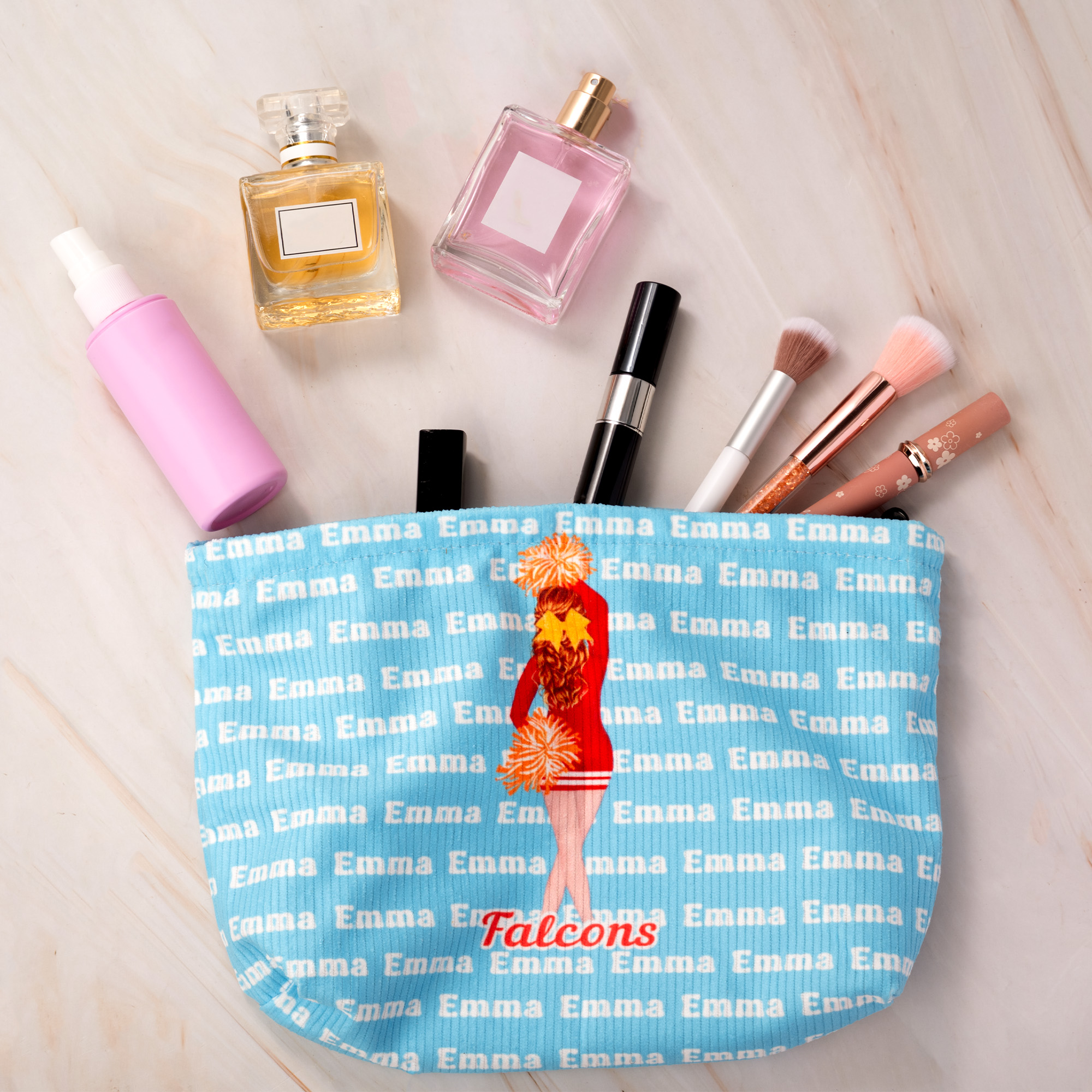 Sac de maquillage portable personnalisé avec nom pour les pom-pom girls ...