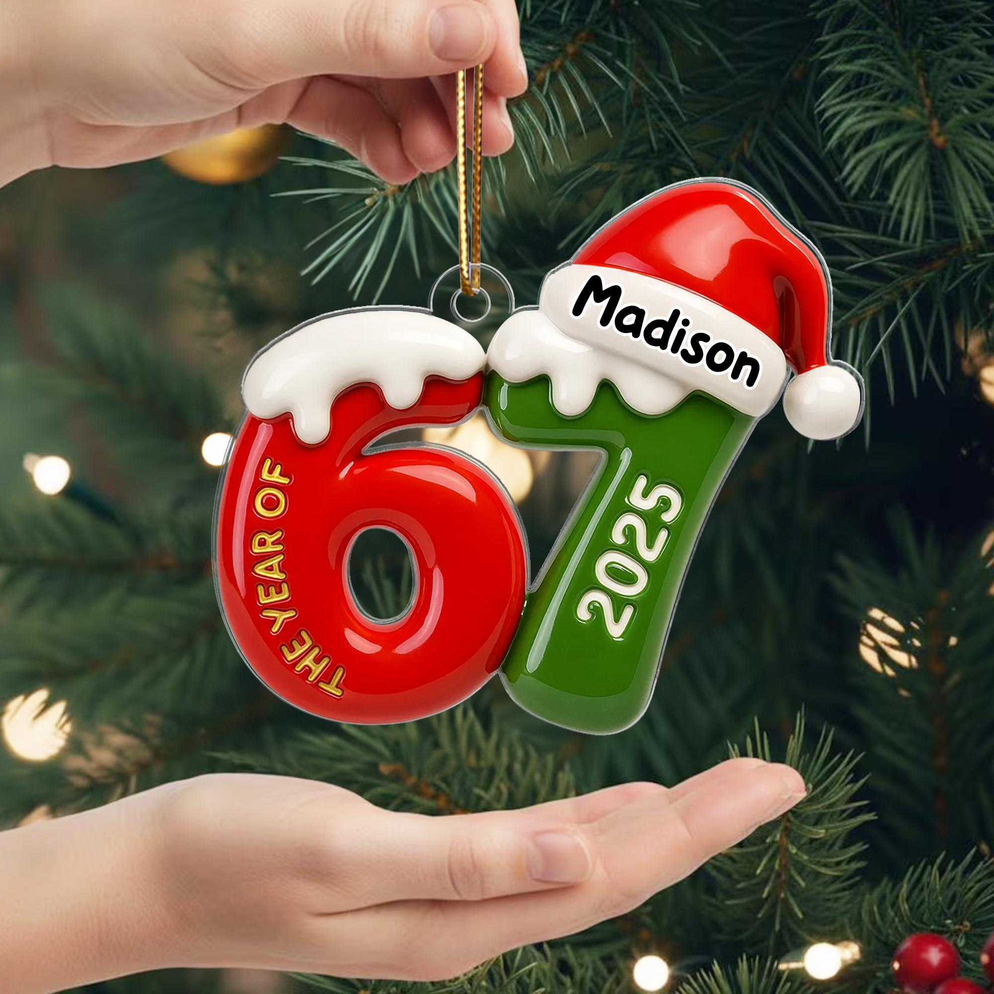 Personalizzato sei sette cappello di Babbo Natale acrilico ornamento ...