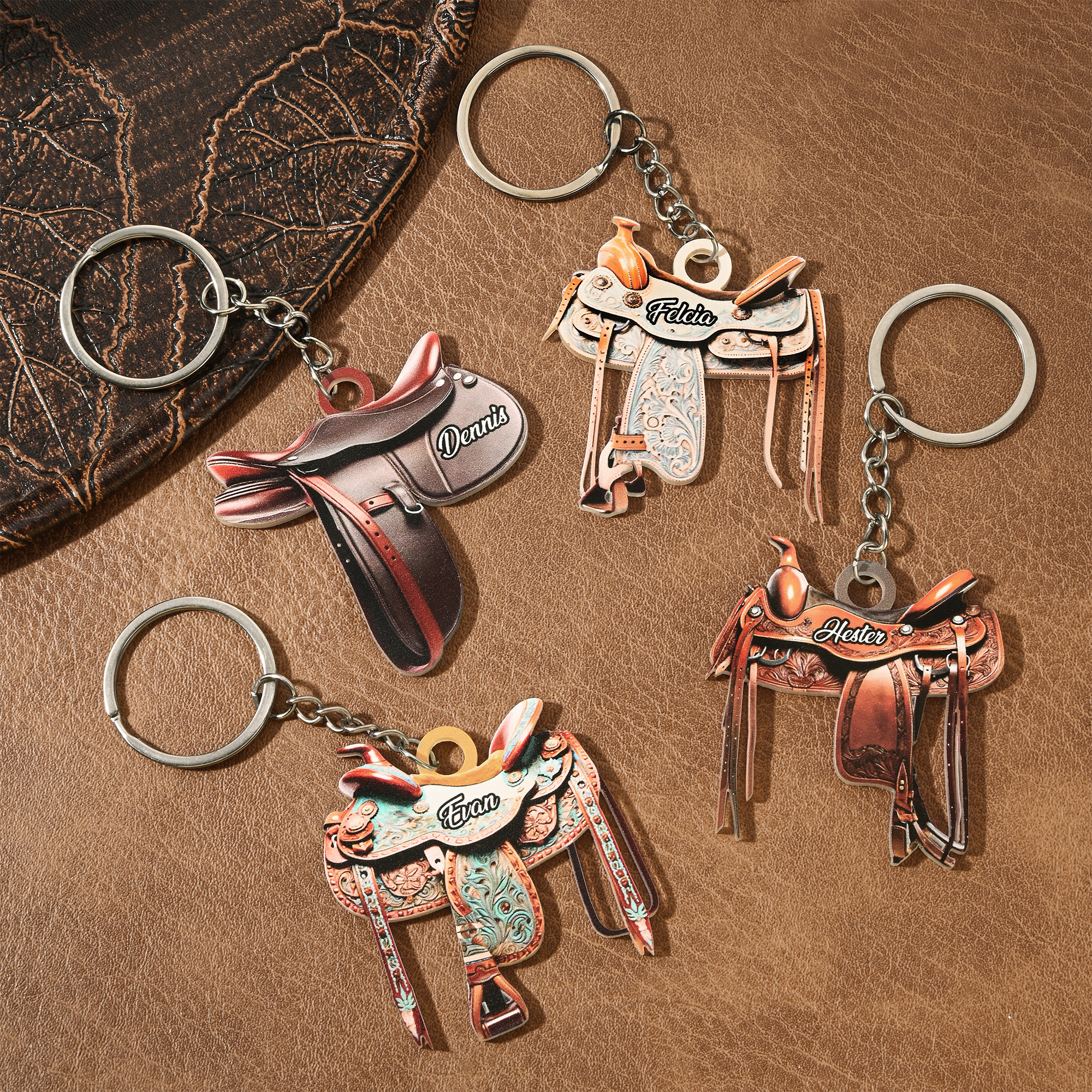 Personalized Horse Saddle Flat Acrylic Keychain with Name Birthday ...