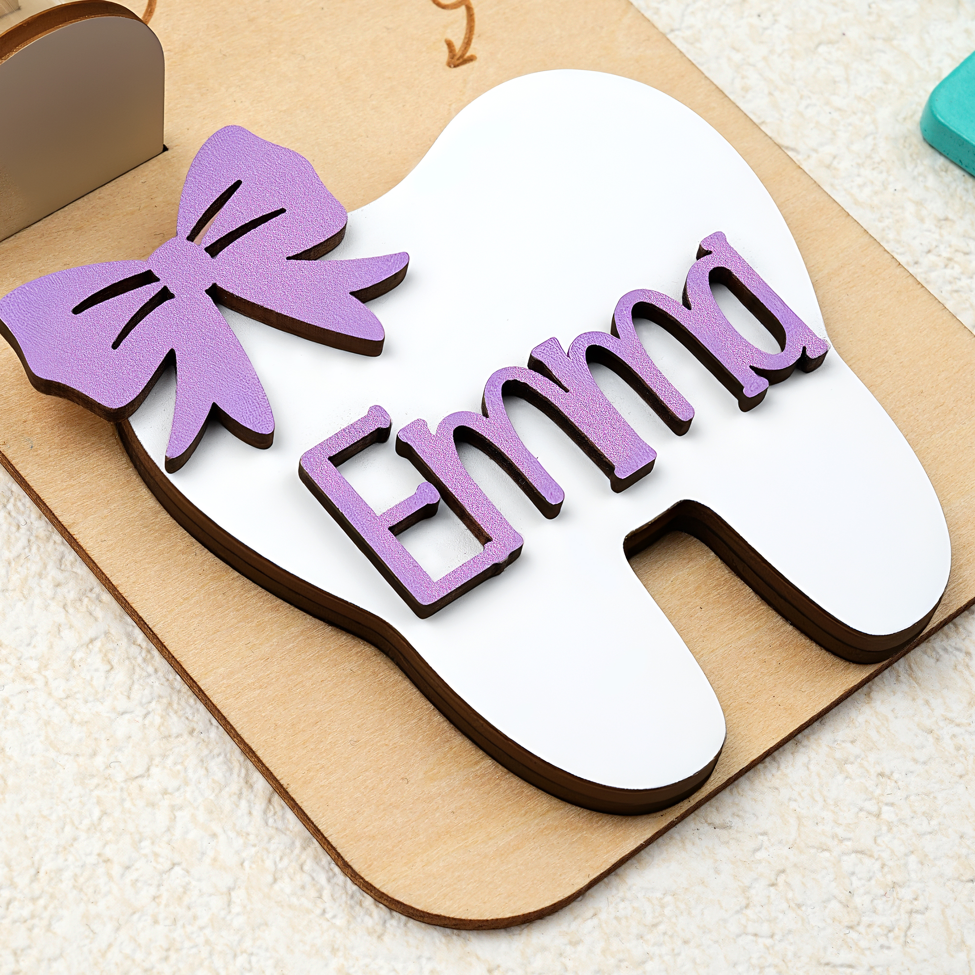 Personalised Wooden Engraved Tooth Fairy Star Name Door Hanger with ...