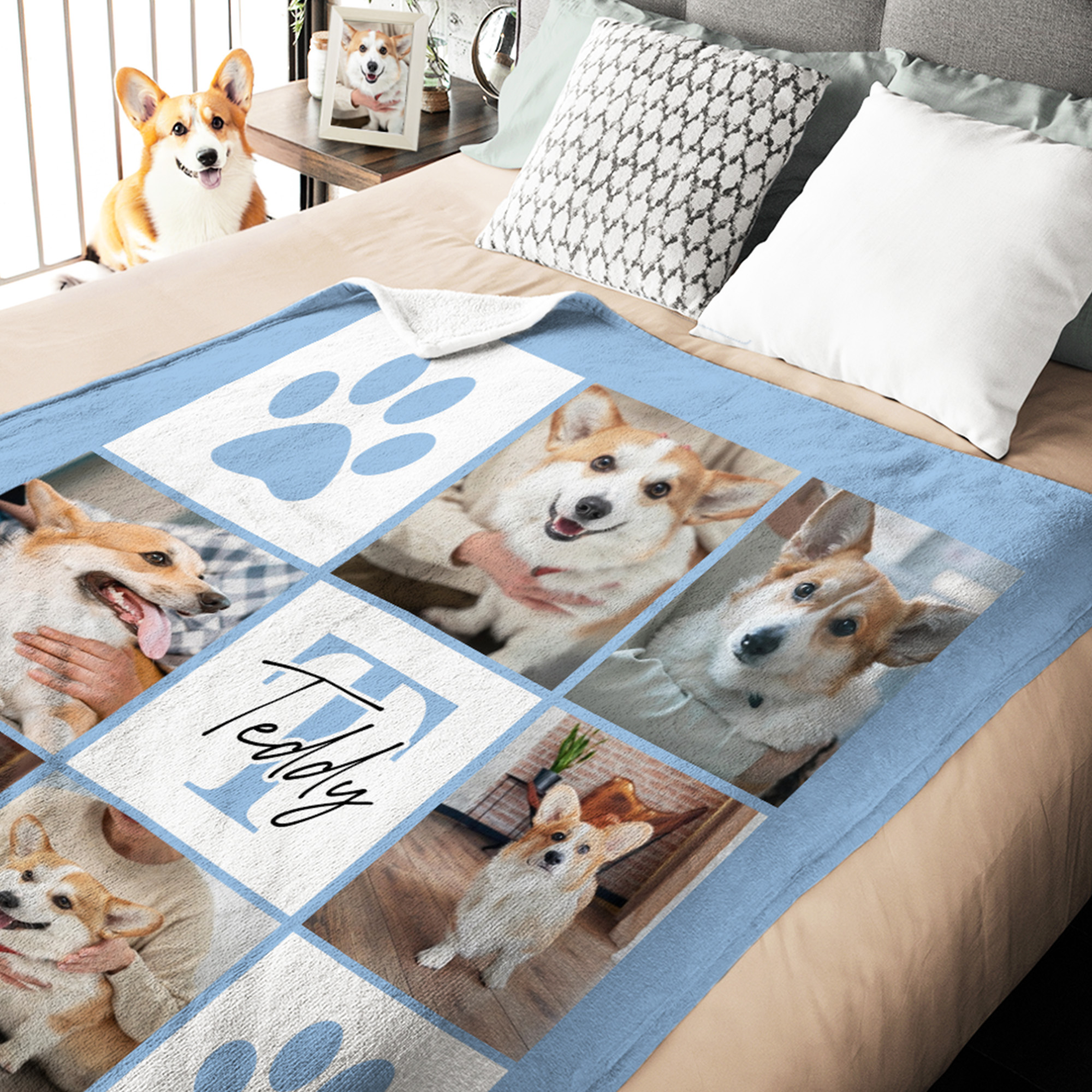 Personalisierte weiche Decke im Fotocollage-Design mit 1–4 Namen ...