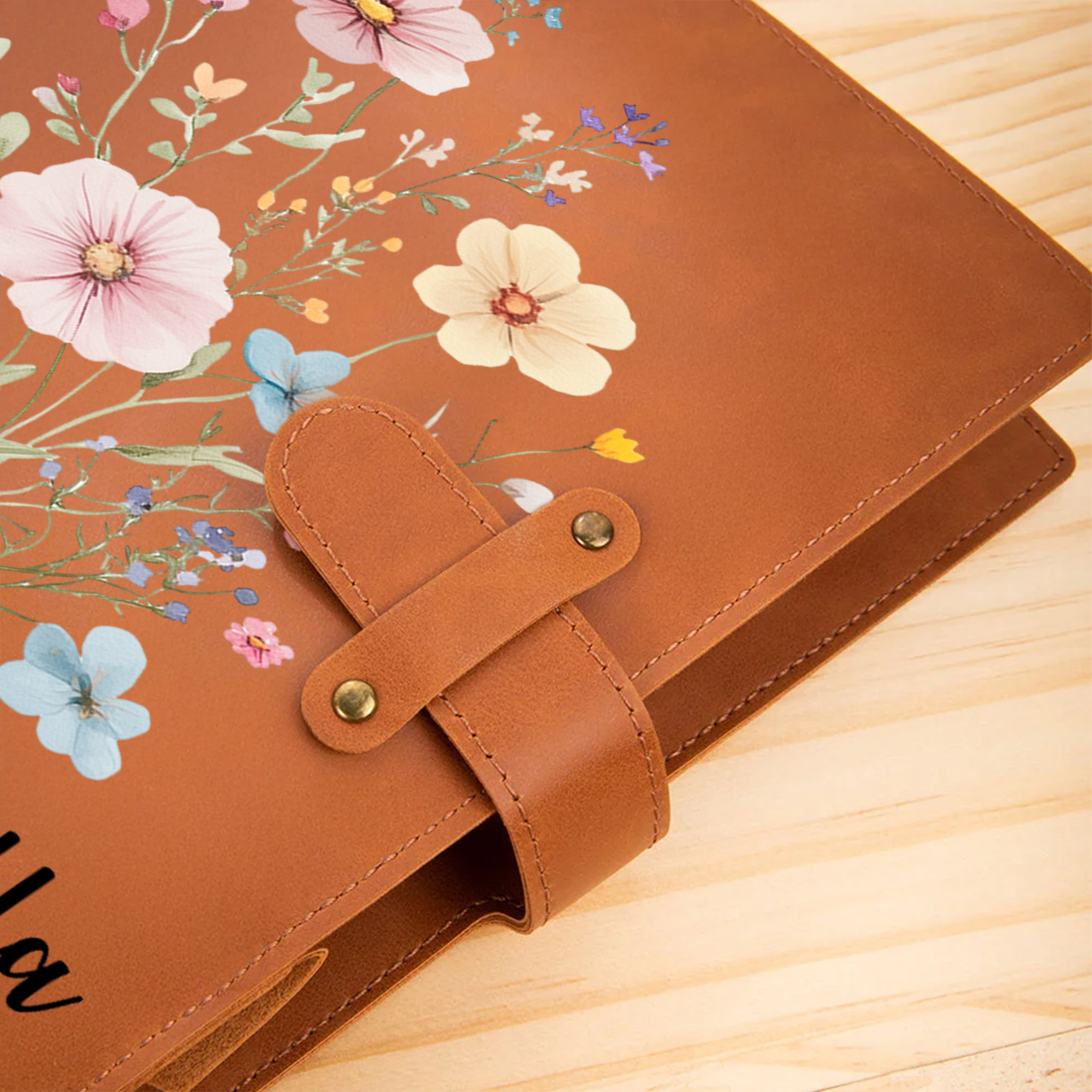 Personalised Wildflower PU Leather Notebook Cover Pencil Sketchbook ...