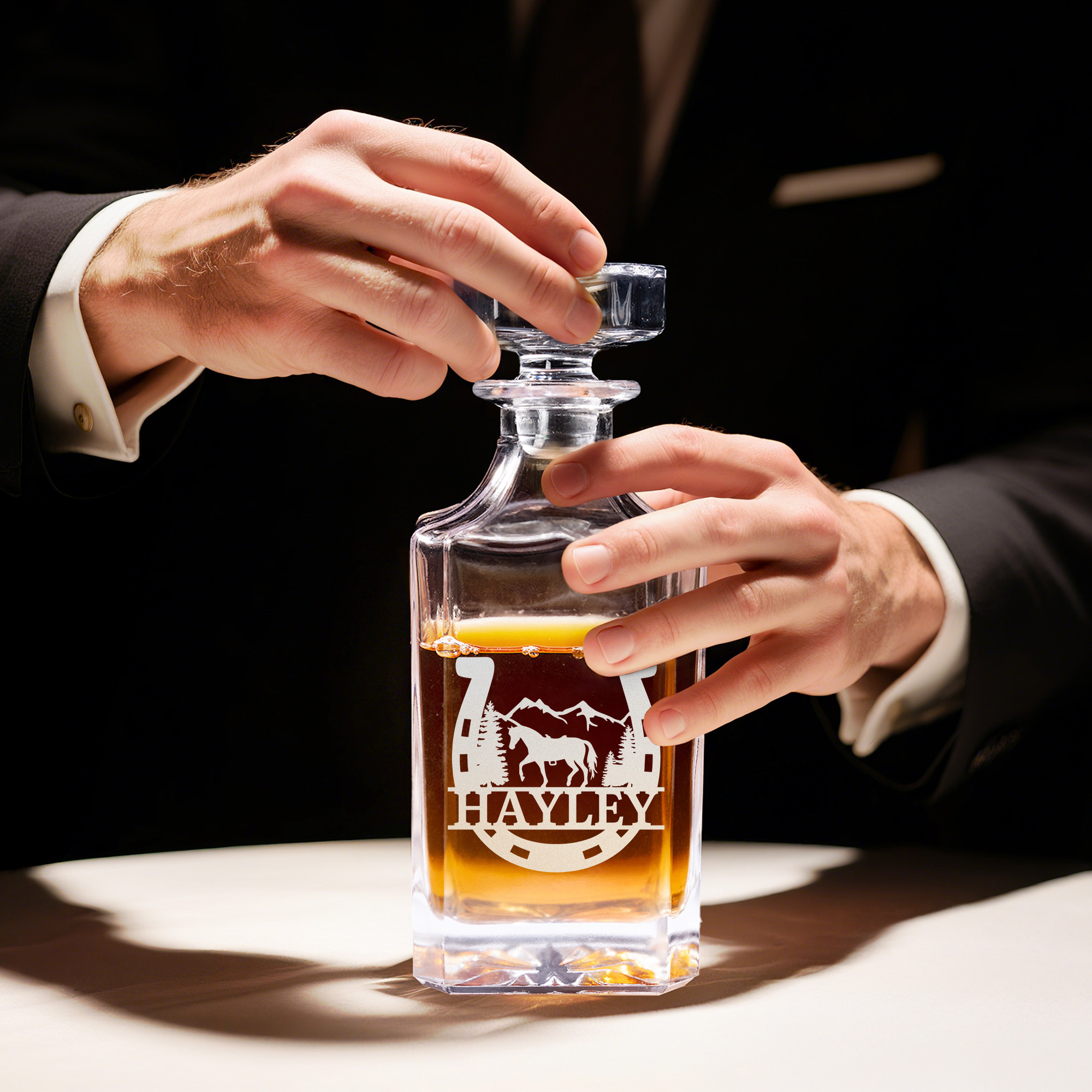 Personalized Engraved Horseshoes Horse Name Whiskey Decanter Glasses ...