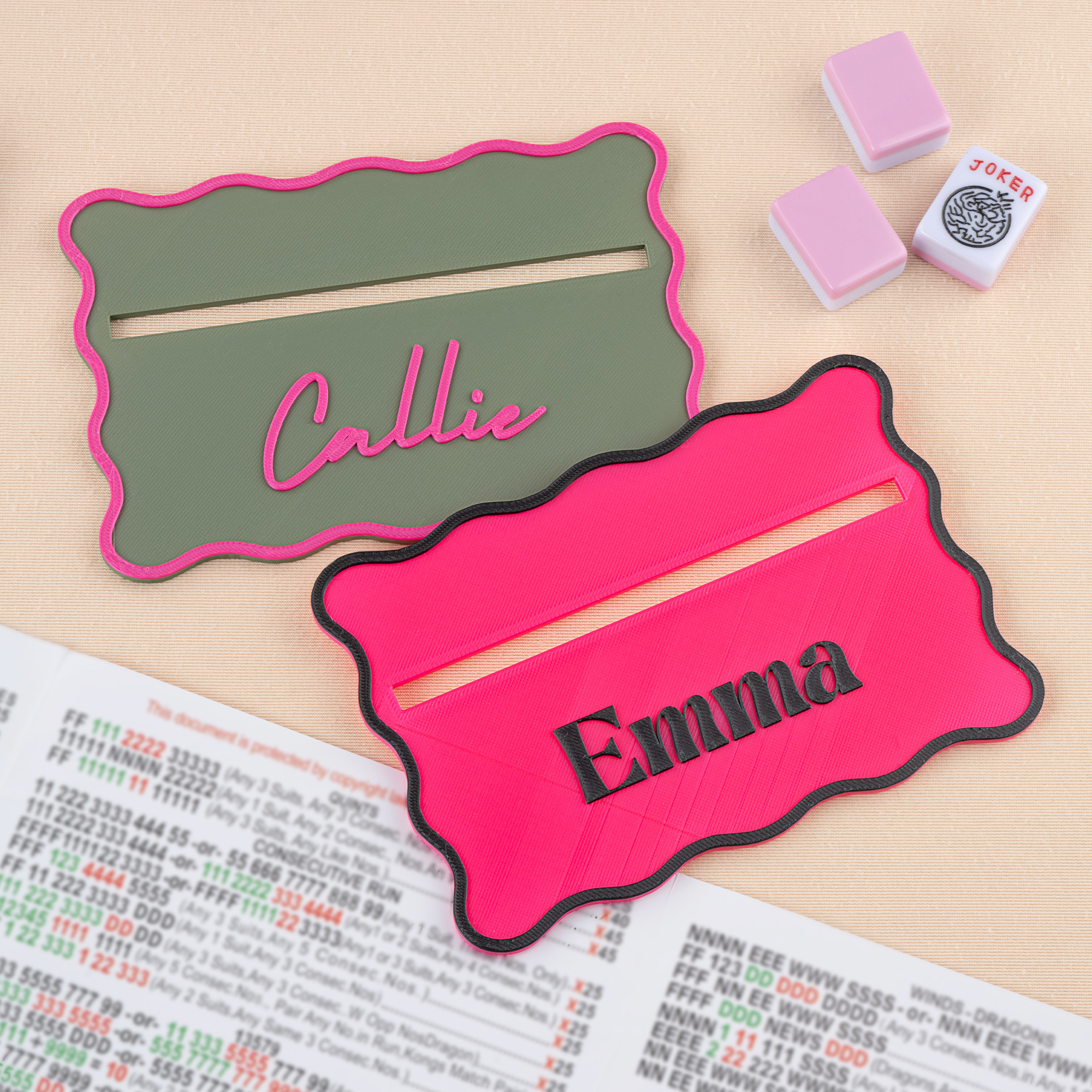 Personalized 3D-Printed Scalloped Edge Multicolour Mahjong Line Finder ...