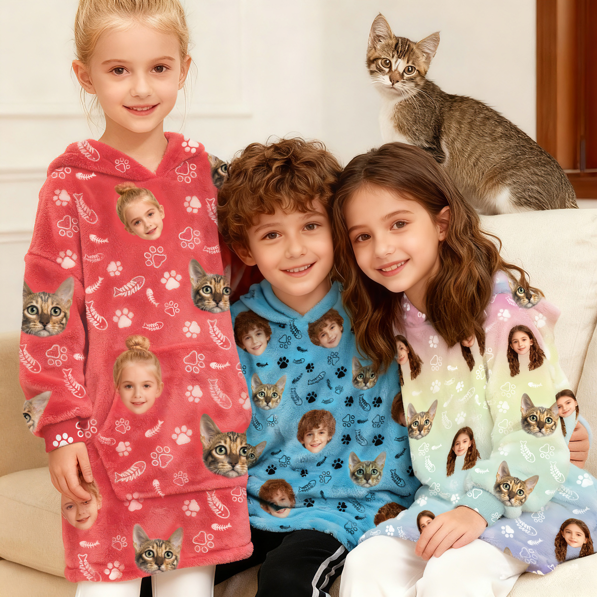 Personalised Funny Face Photo Multicolor Flannel Hoodie Daily Wear ...