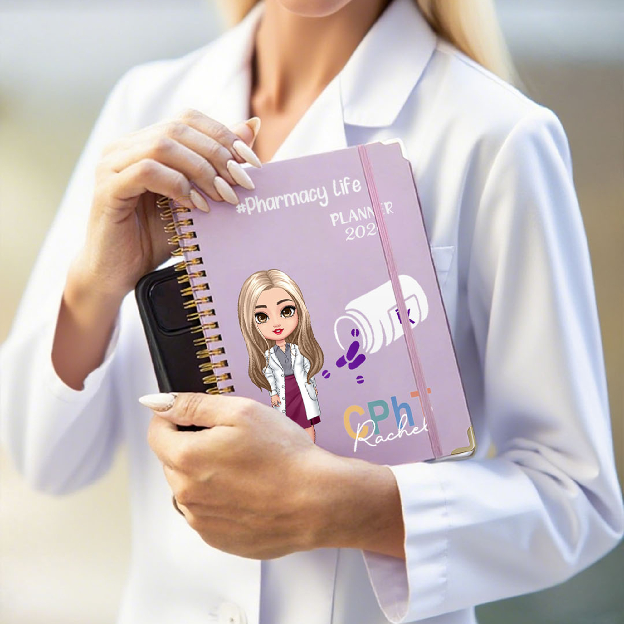 Personalised Cartoon Medical Character 2026 Planner Spiral A5 Notebook ...