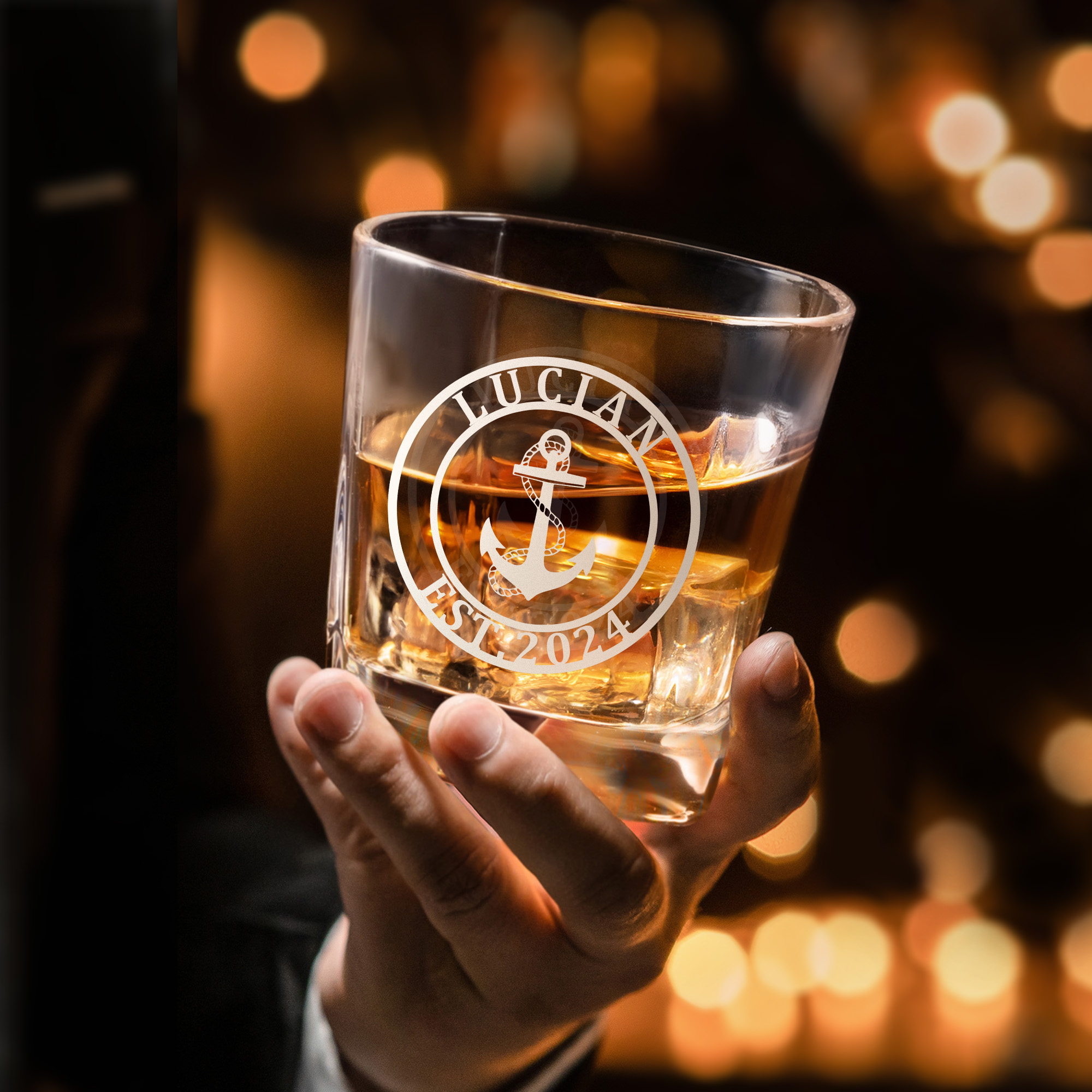 Personalised Boat Anchor Whiskey Decanter with Engraved Name and Date ...