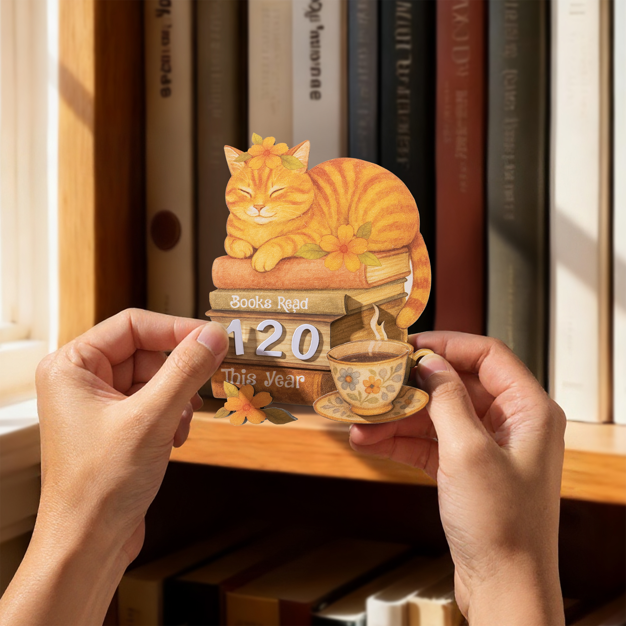 Personalised Reading Cat Swing Wooden Library Sign Book Read Tracker ...
