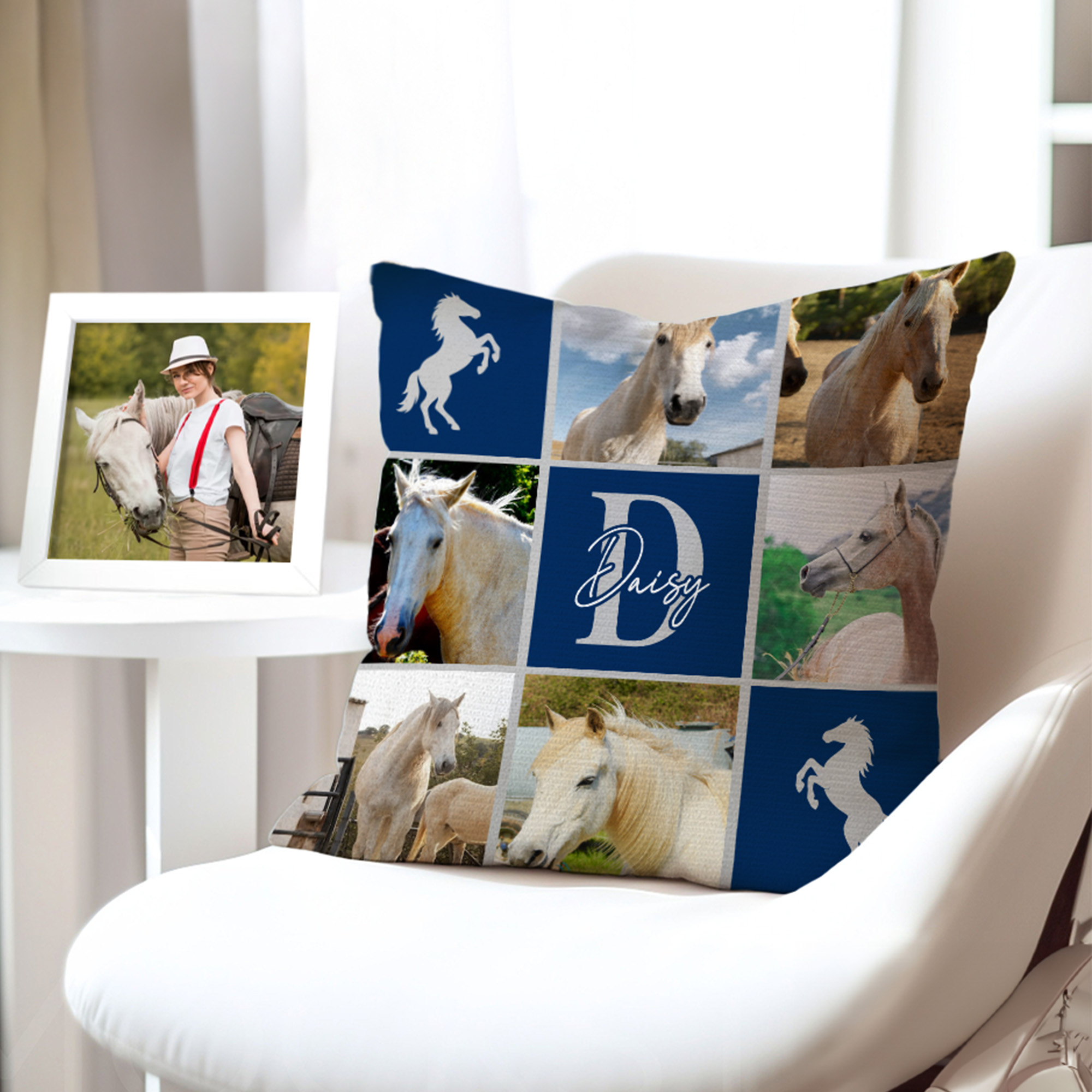 Personalized Nine-Square Grid Photo Collages Horseshoe Soft Throw ...