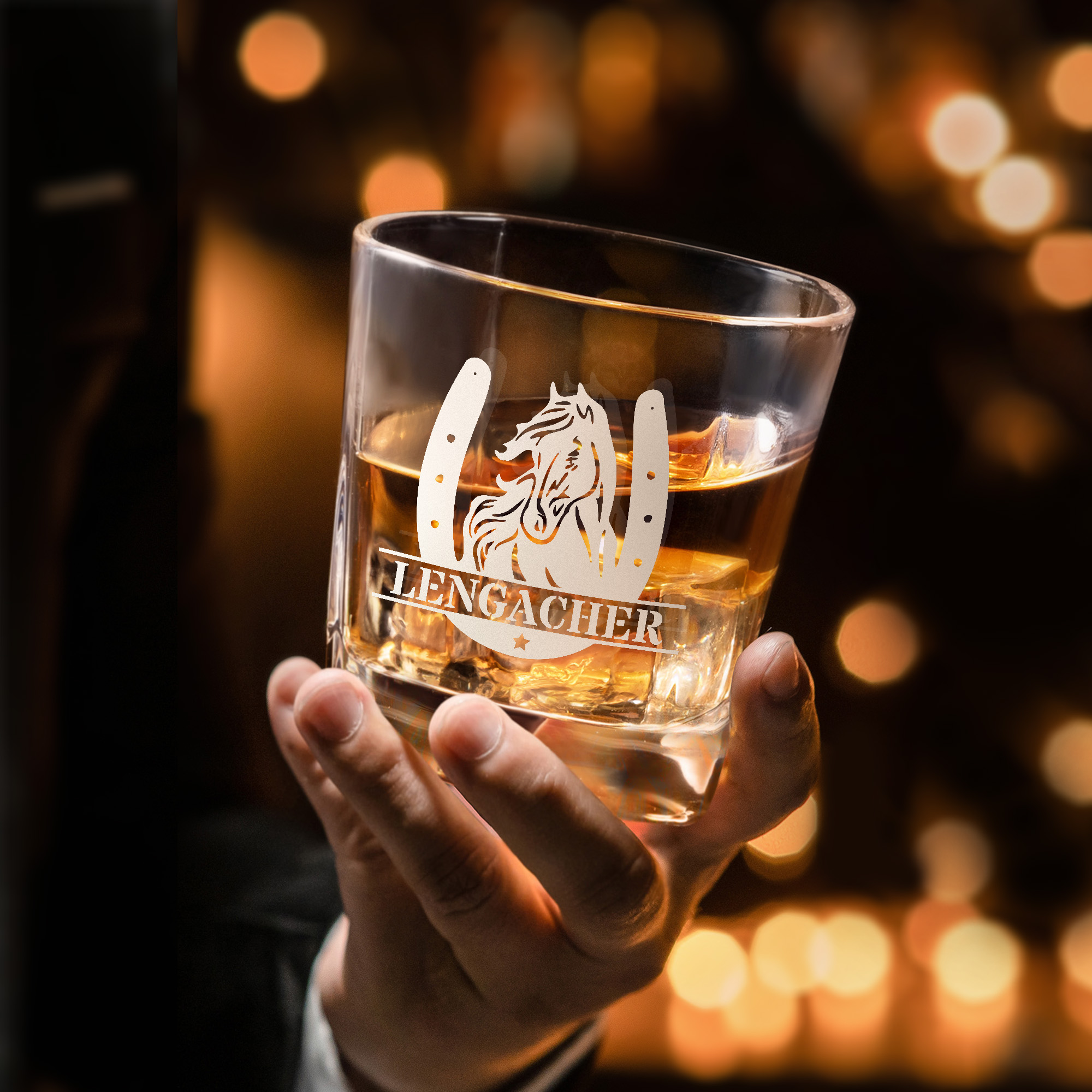 Personalised Engraved Horseshoes Horse Name Whiskey Decanter Glasses ...