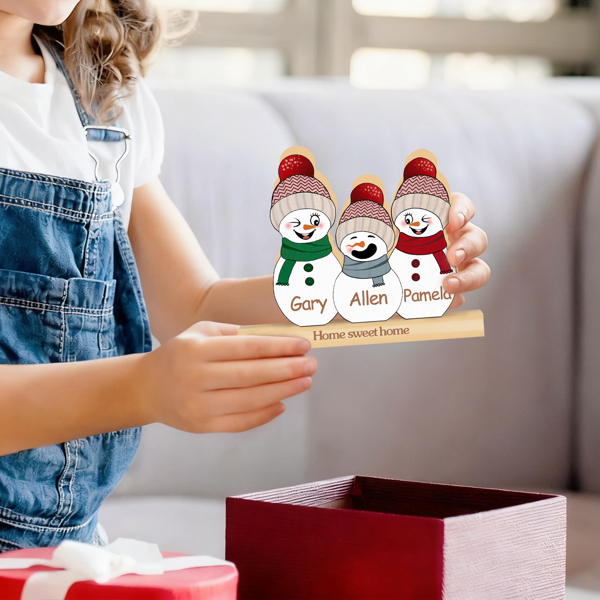 Personalised 2-8 Cute Snowmen Wooden Christmas Ornament with Name ...