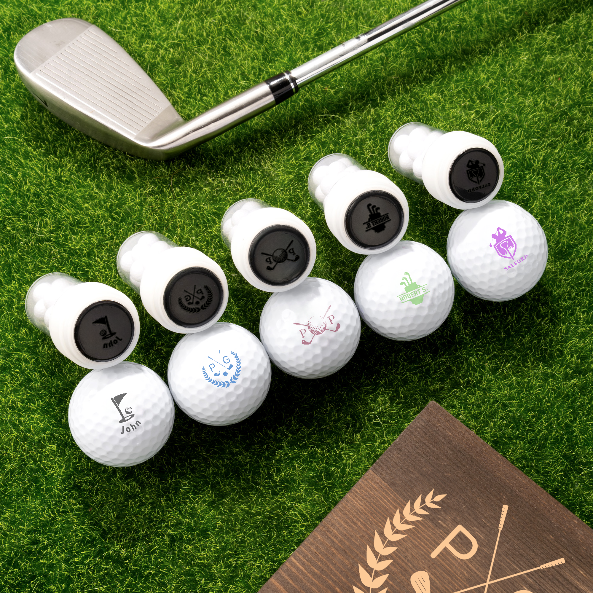 Personalized Golf Elements Monogram Design Golf Ball Stamp with Initial ...