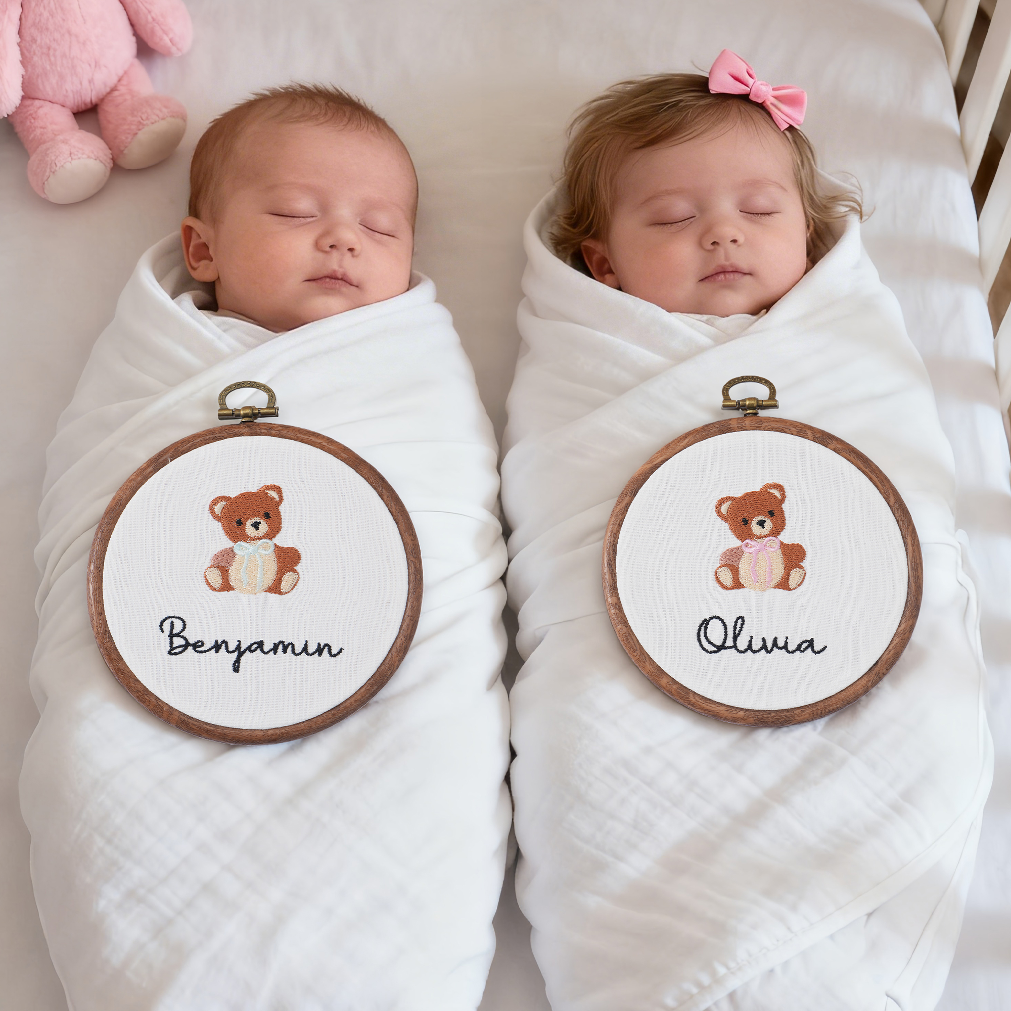 Personalised Goose Bear Bunny Embroidered Name Ornament Nursery Decor ...