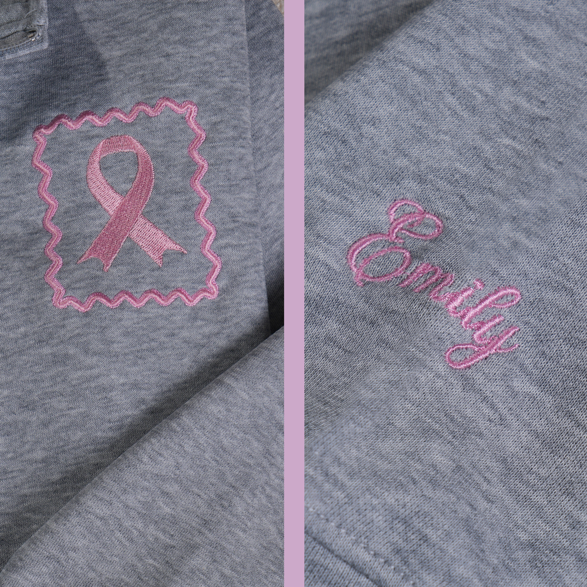 Personalised Multicolor Embroidered Ribbon Wavy Border Quarter Zip ...