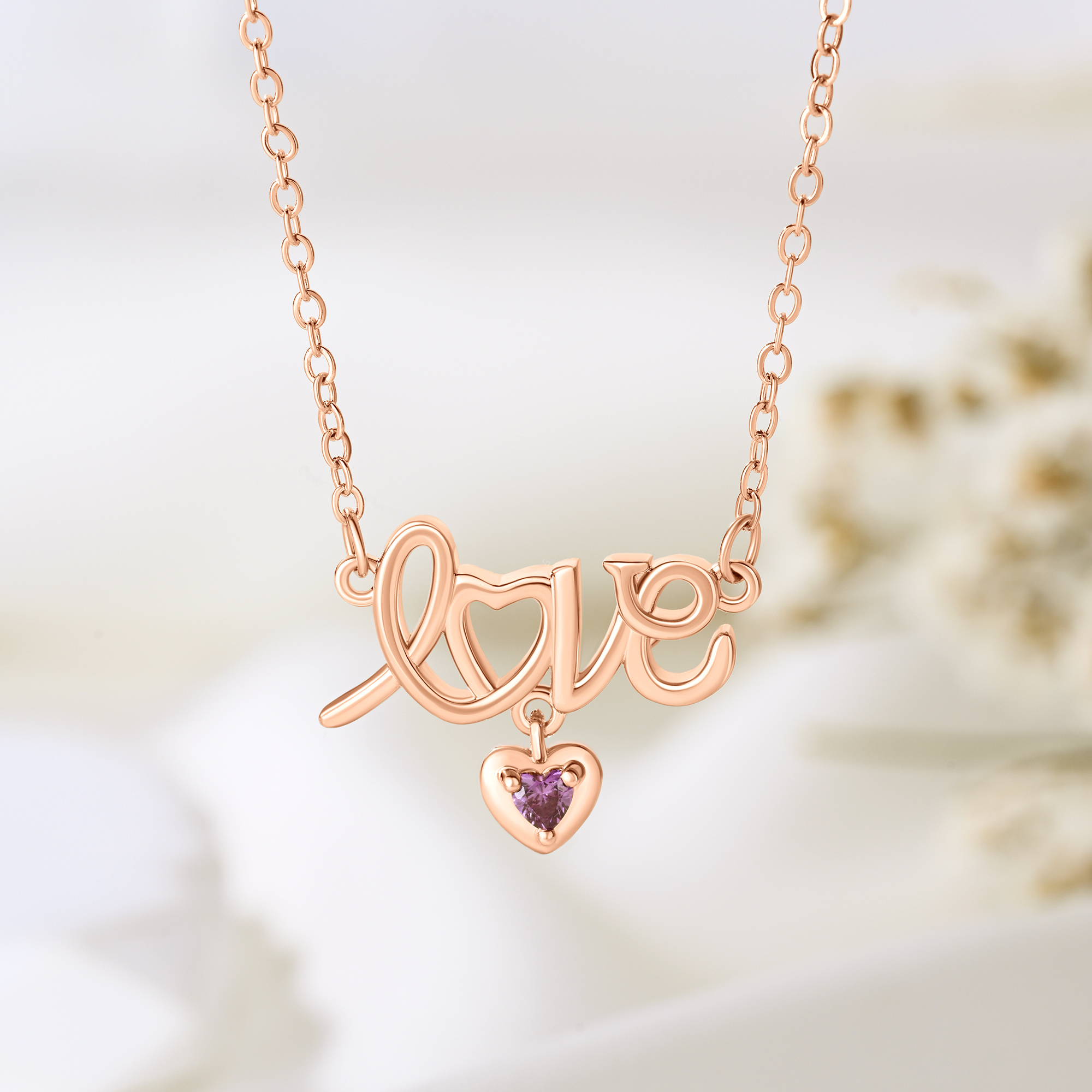 Personalisierte 1-3 Familie Herz Birthstone Liebe Charme Halskette ...