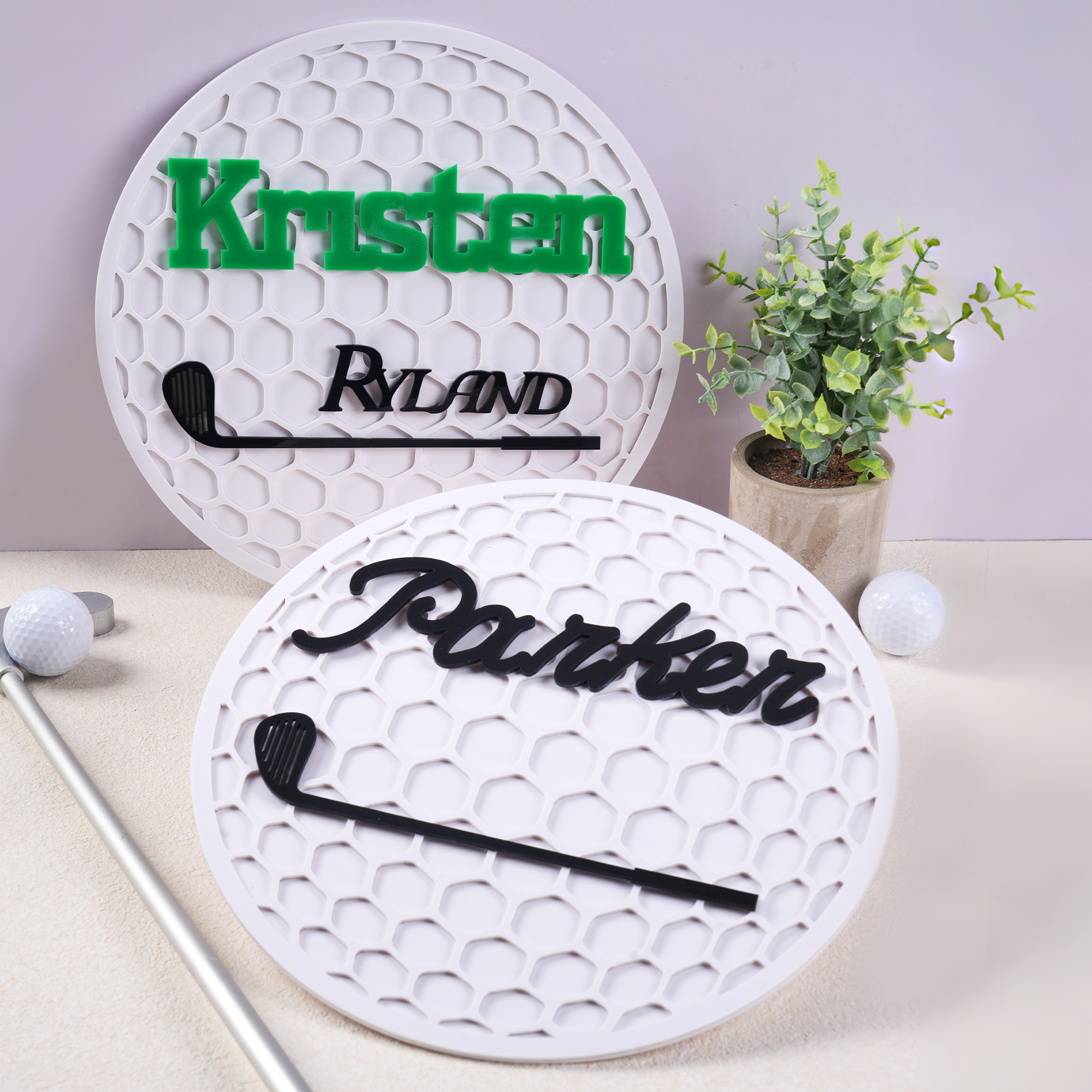 Personalised Golf Ball Acrylic Name Sign Wall Decor Club Competition ...